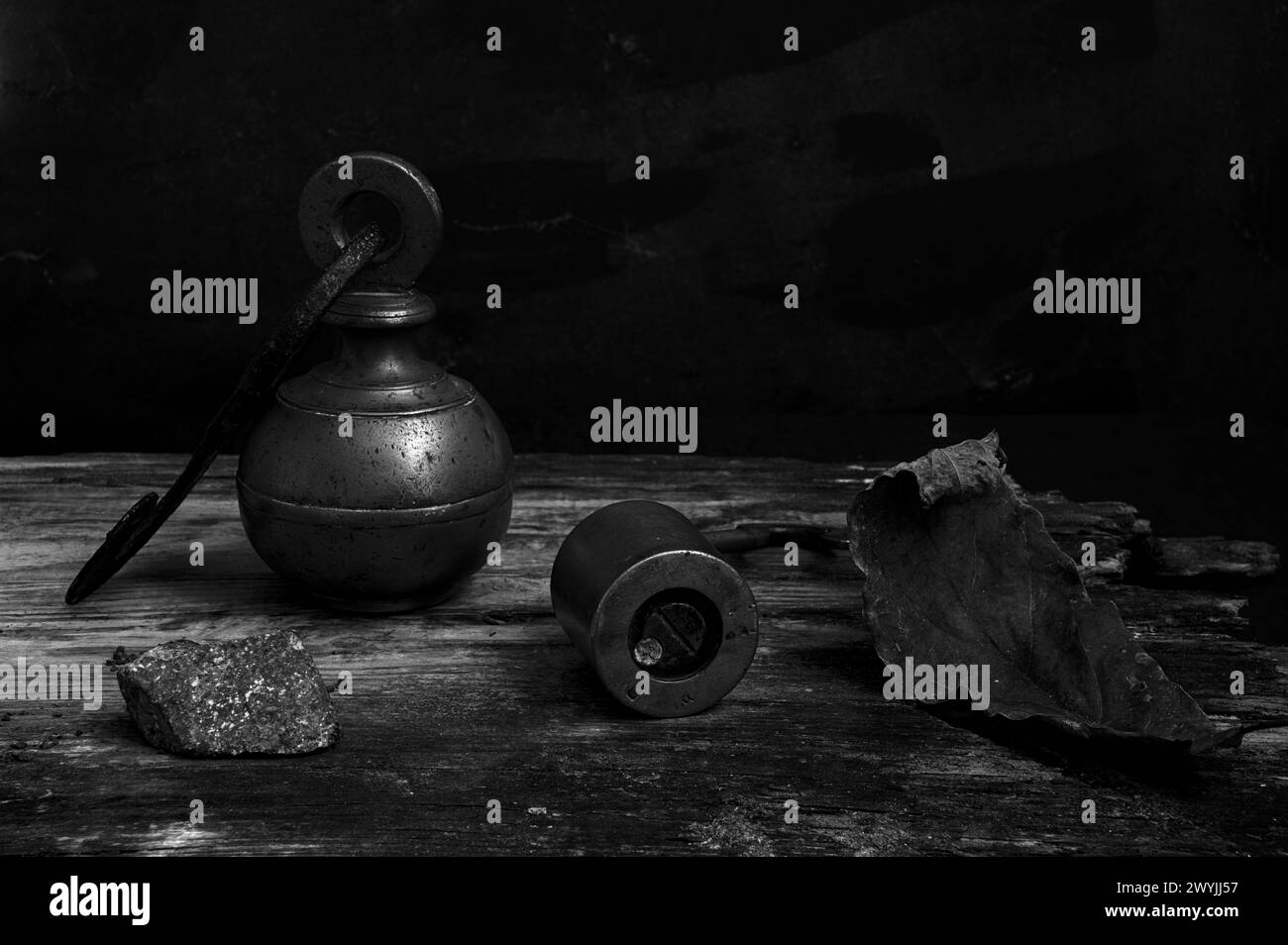 Weights for the antique Italian scale Stock Photo - Alamy