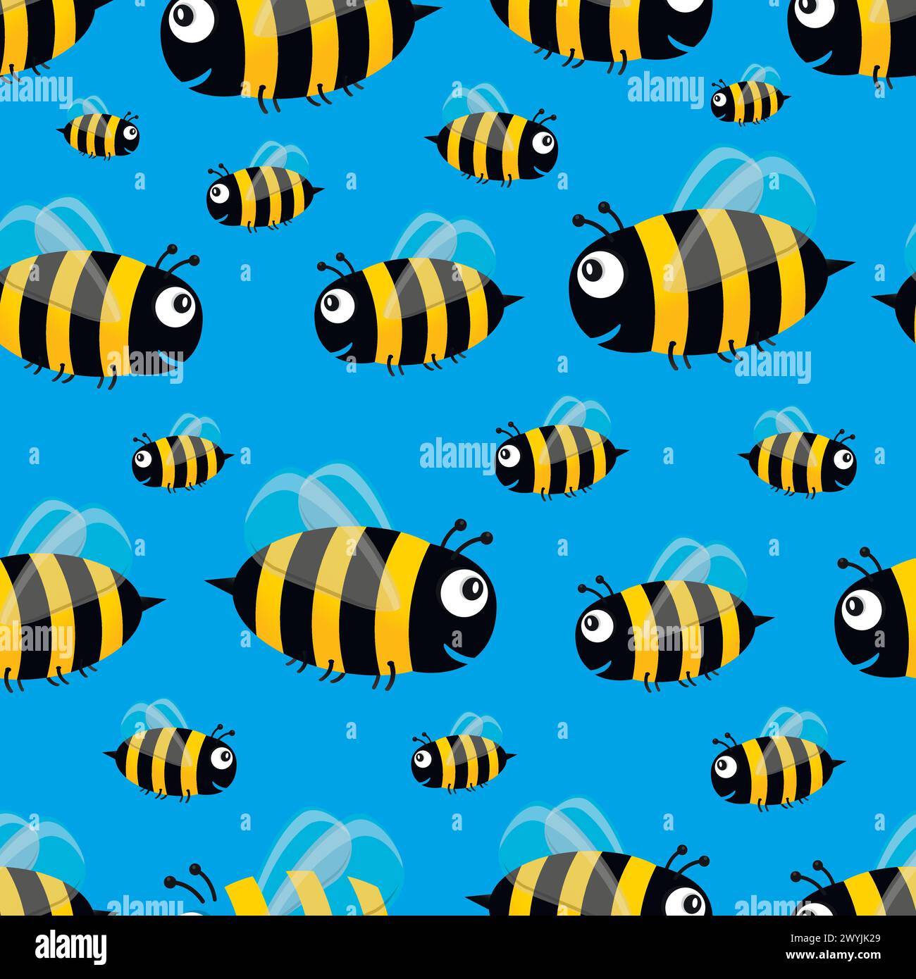 Bee seamless pattern. Cartoon bee vector illustration Stock Vector ...