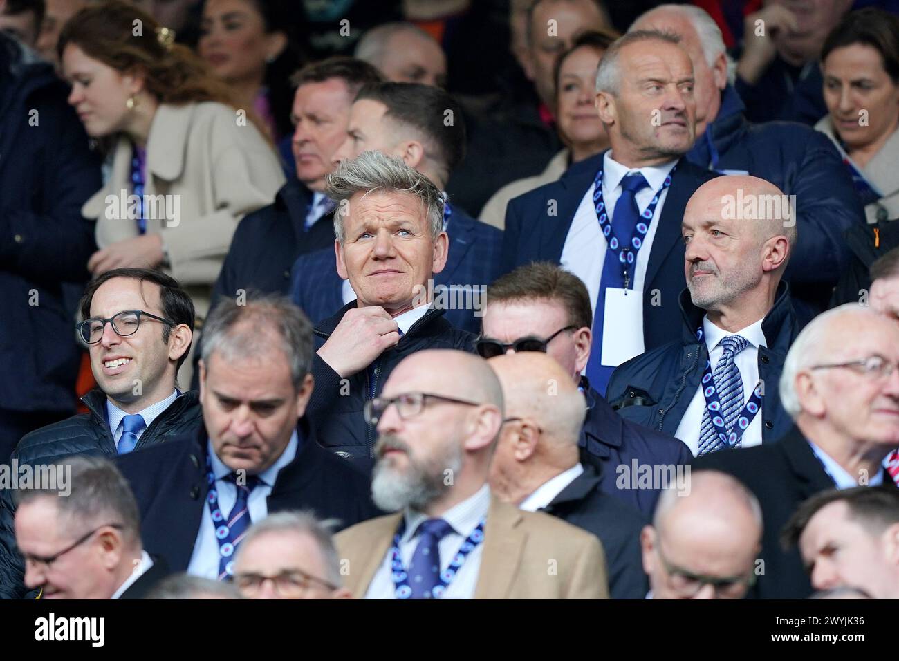 Celebrity chef and Rangers fan Gordon Ramsay in the stands during the ...