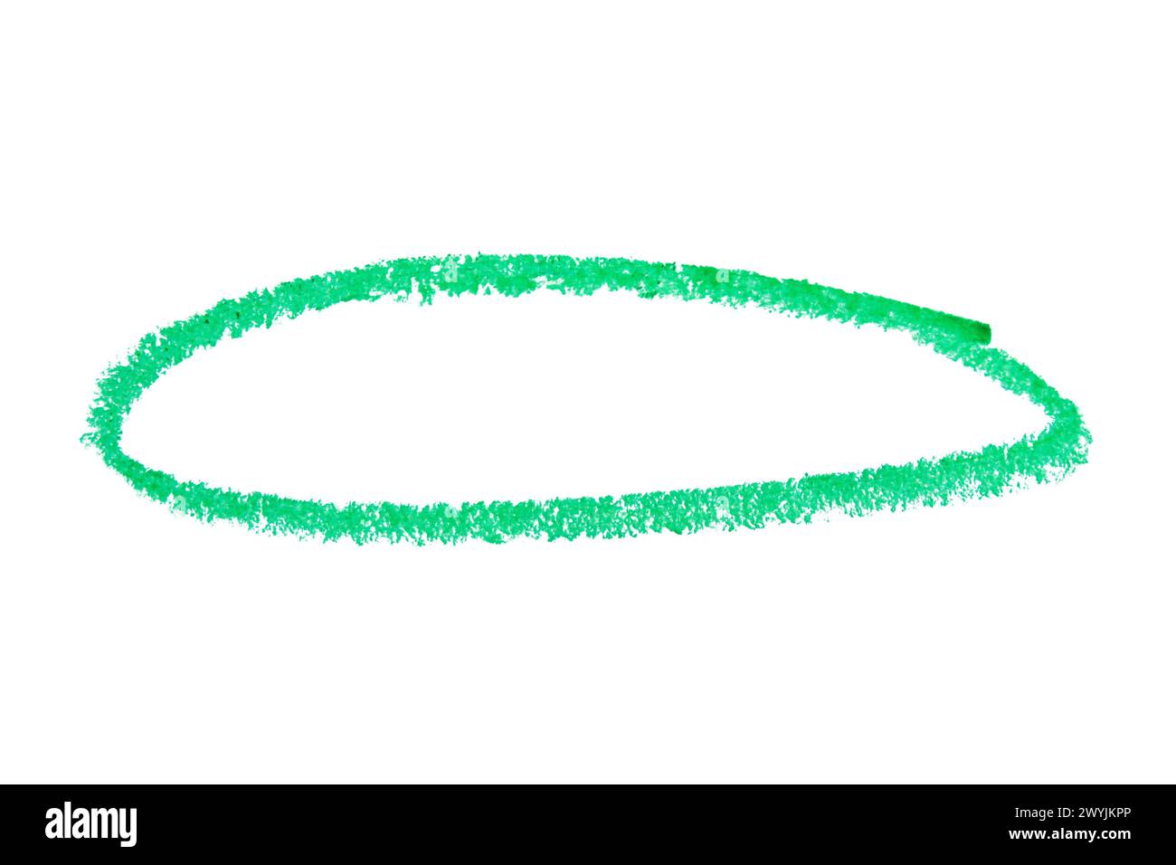 Green round doodle drawn with crayon on white background Stock Photo ...