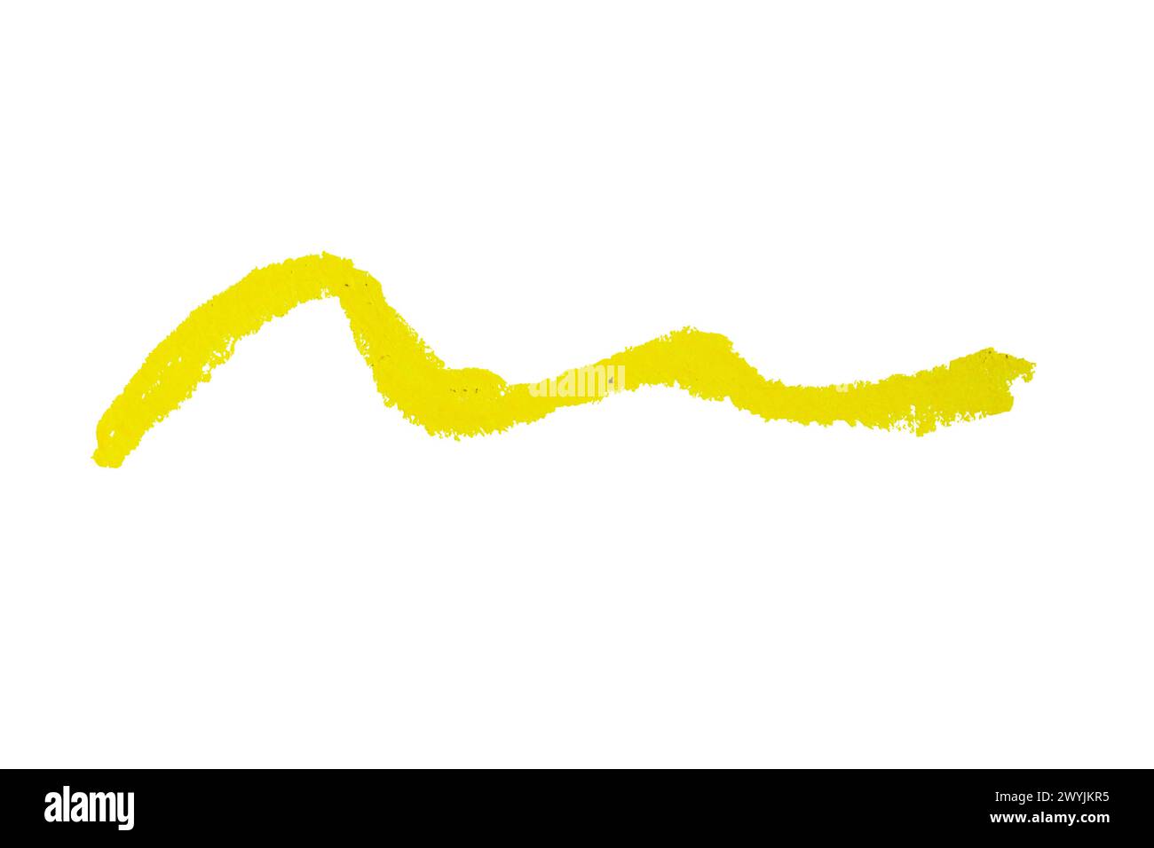 Yellow stroke drawn with crayon pencil on white background. Hand drawn ...