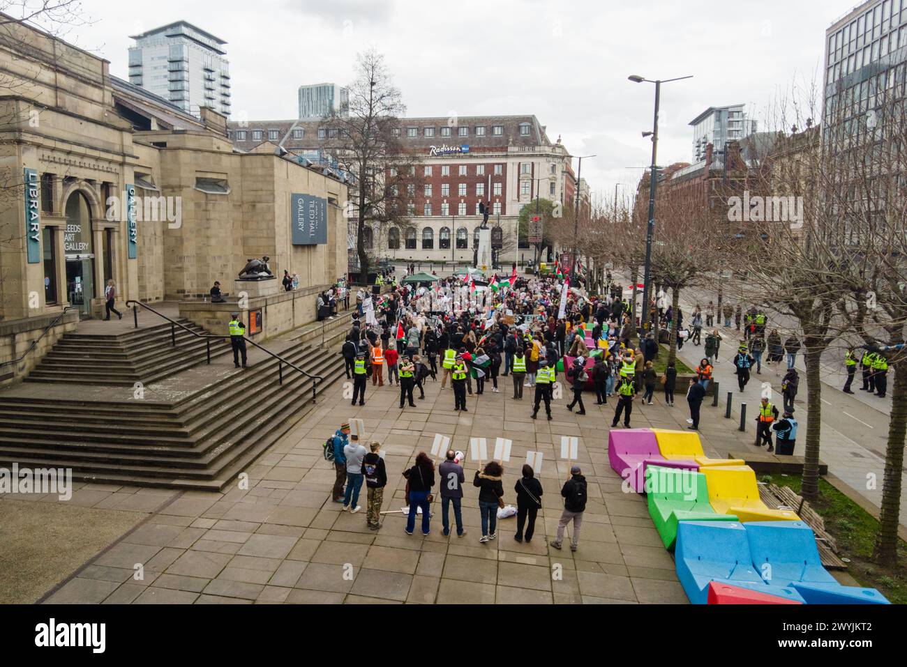 Leeds, UK. 06 APR, 2024. Pro Israeli counter demonstrators (front ...