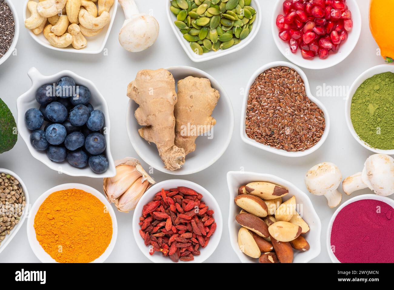 Assortment of various super foods for clean eating antioxidant detox ...