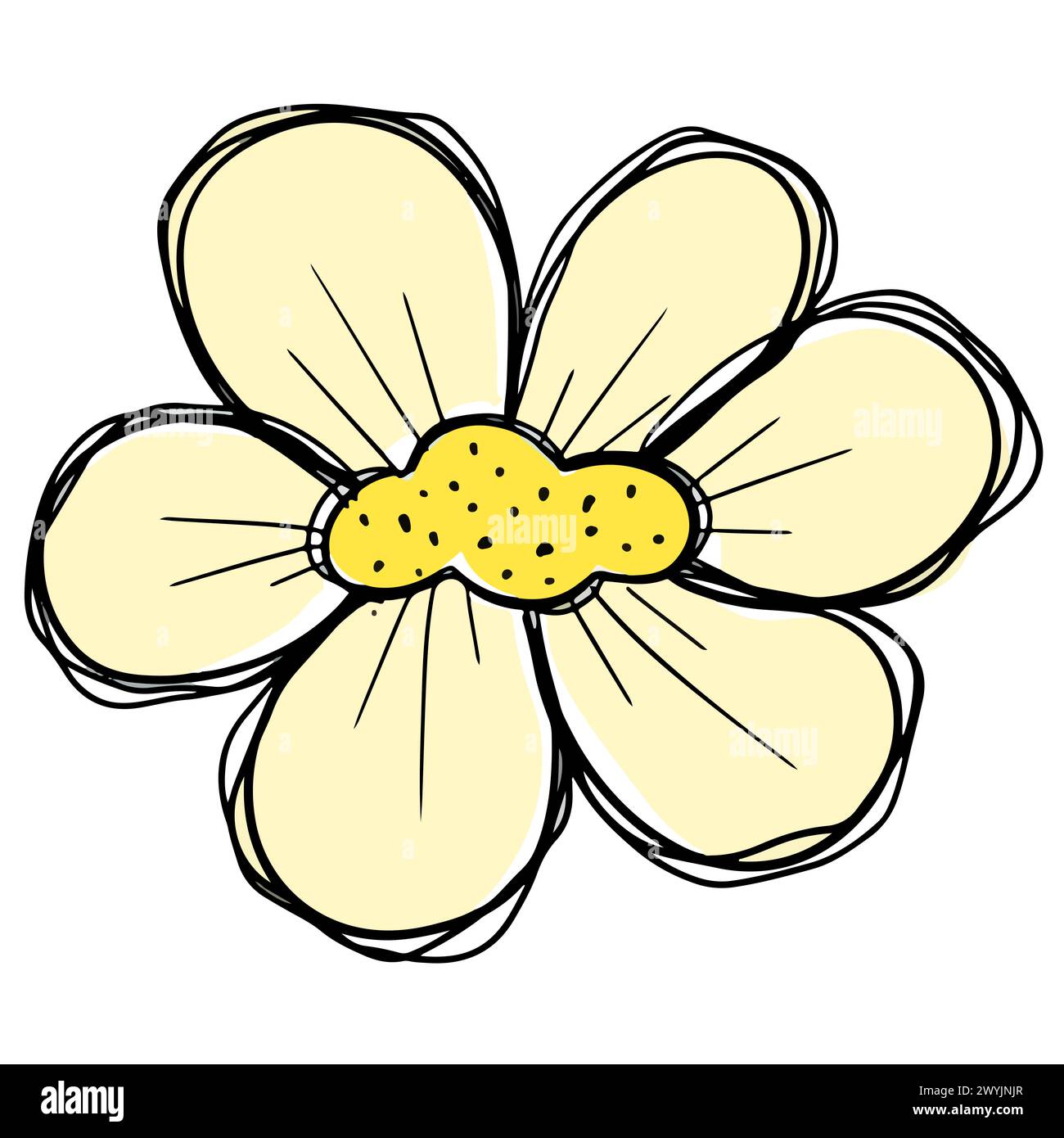 Logo Hand Drawn Outline Squiggle Design Of a Wildflower Flower Icon ...