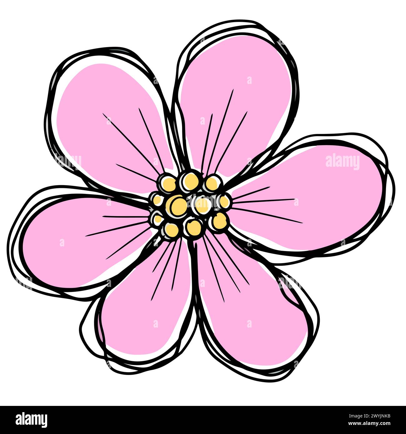 Logo Hand Drawn Outline Squiggle Design Of a Wildflower Flower Icon ...