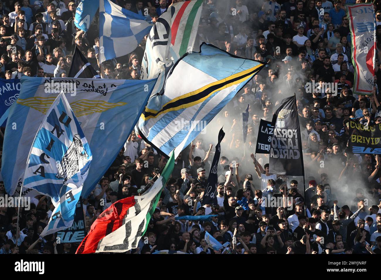 Lazio supporters during the Serie A football match between AS Roma and ...