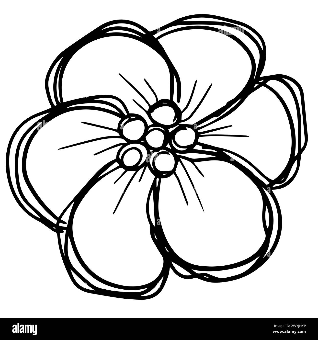Logo Hand Drawn Outline Squiggle Design Of a Wildflower Flower Icon ...
