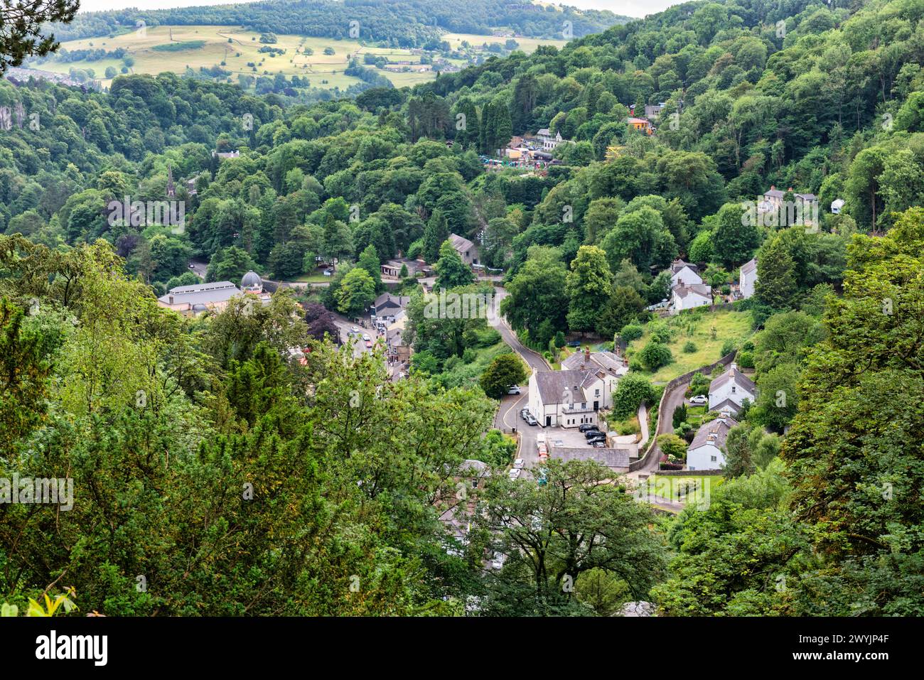 A view over Matlock Bath in the Peak District in Derbyshire, England ...