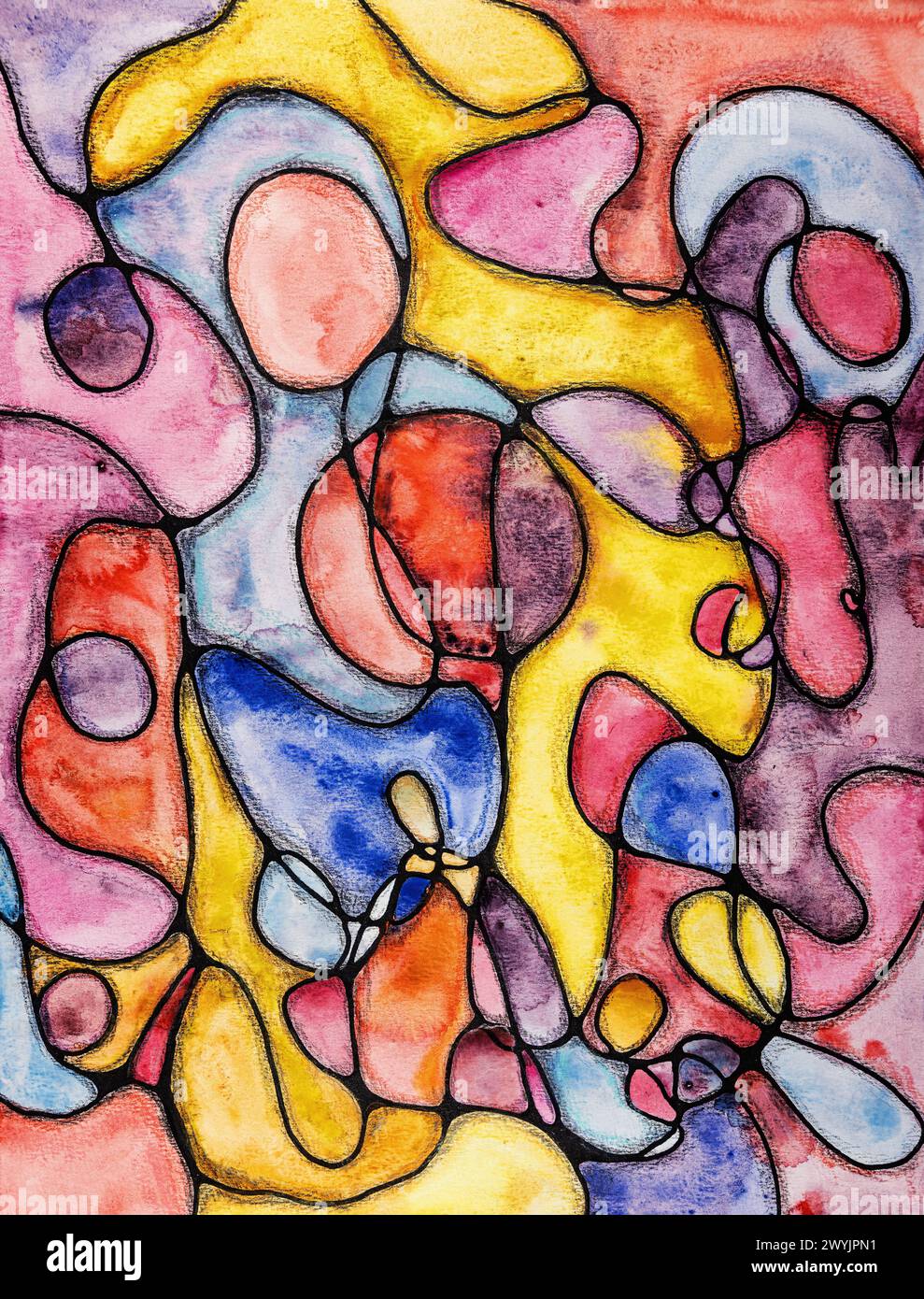 Colorful neurographic forms and shapes. The dabbing technique near the ...