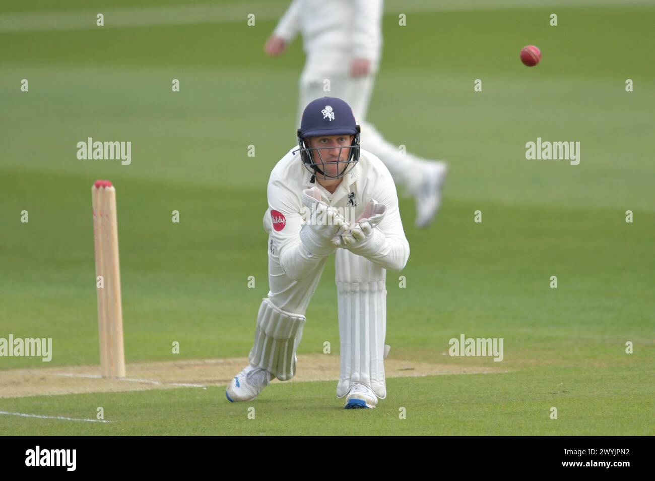 Canterbury, England. 7th Apr 2024. Harry Finch of Kent keeps wicket ...