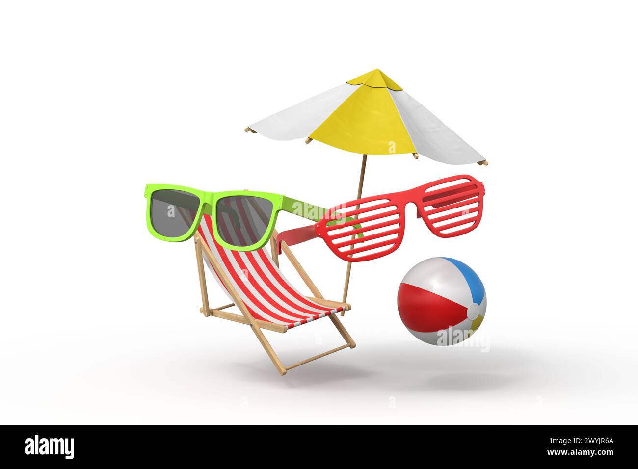 Summer concept with beach items and shades Stock Photo - Alamy