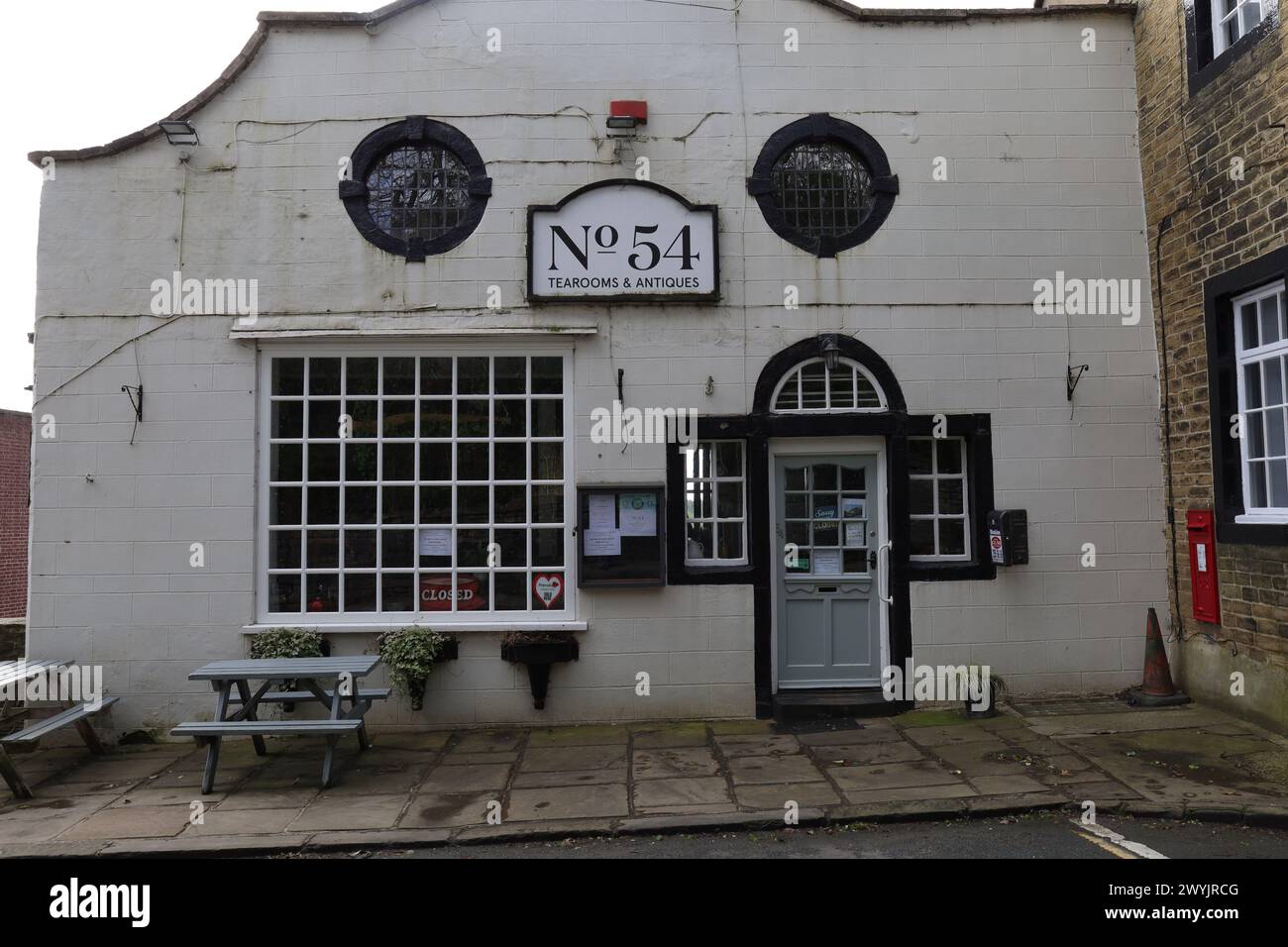 Cafe and antique shop,Fulneck,Pudsey Stock Photo - Alamy