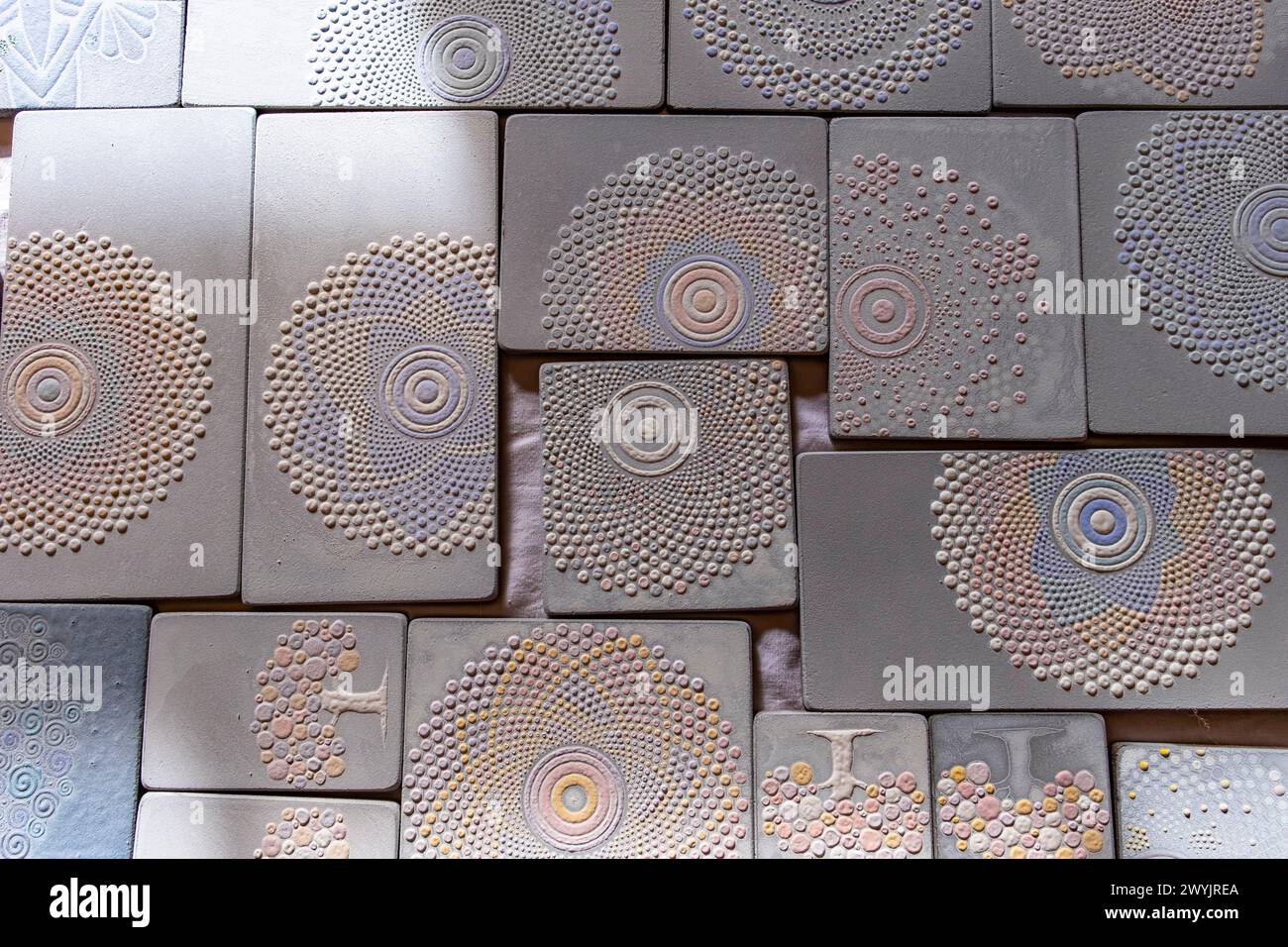 France, Puy de Dome, Billom,lava enamelling workshop Emaux de Marie de ...