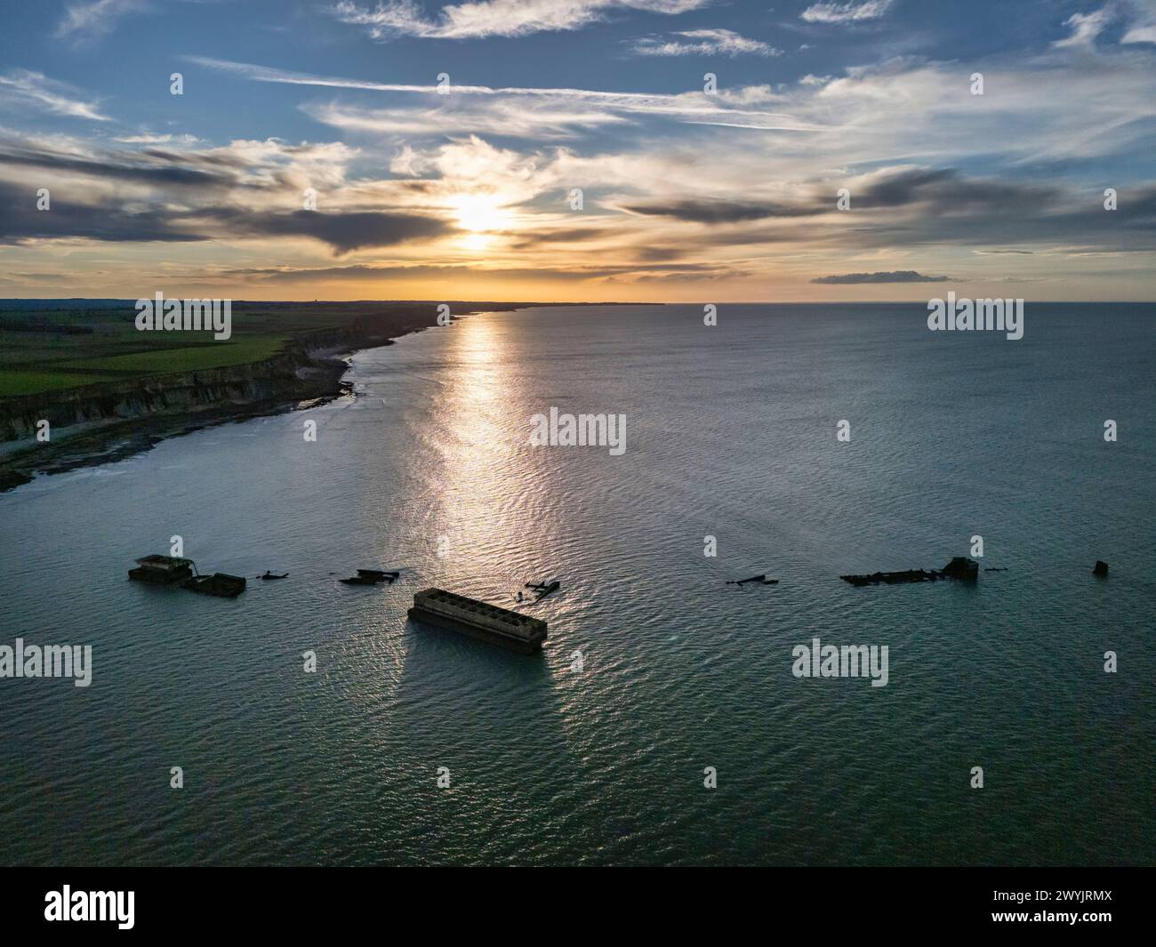 France, Calvados, Arromanches les Bains, Mulberry B remains, Port ...