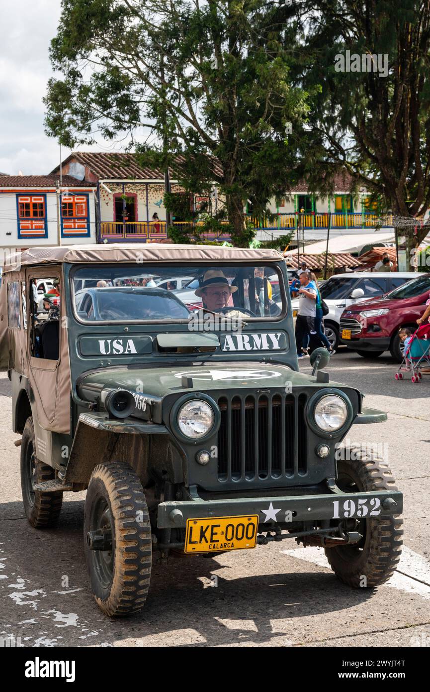 Colombia, Quindio district, Filandia, typical jeep of the coffee area ...