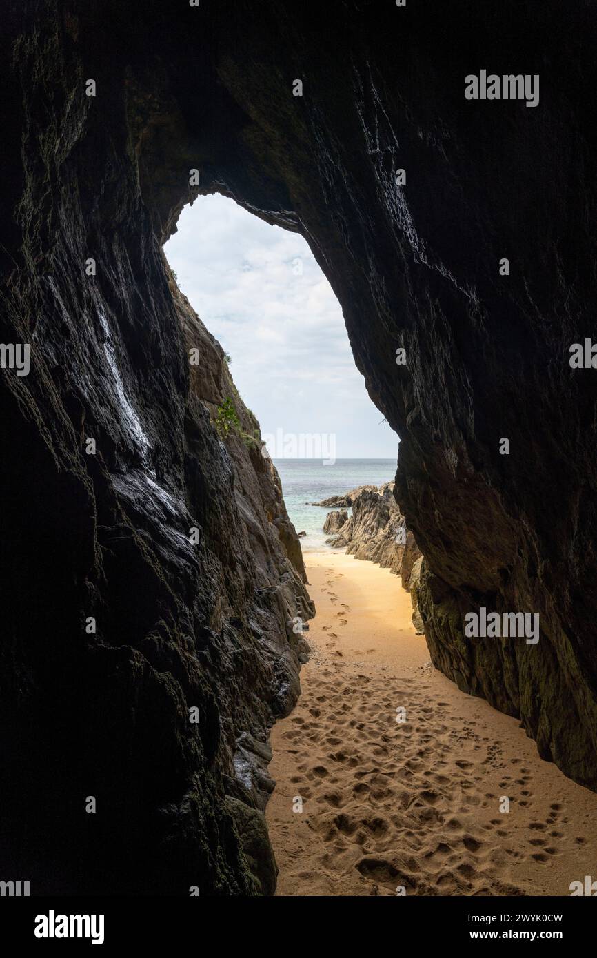 France, Finistere, Plouzané, Brest Metropole Oceane, Marine cave at ...