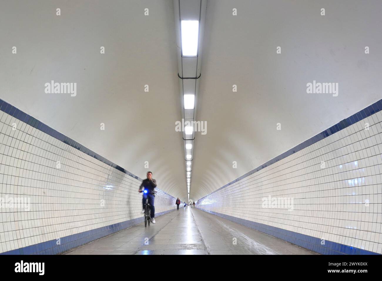 Belgium, Flanders, Antwerp, Sainte-Anne tunnel (Sint-Annatunnel) for ...