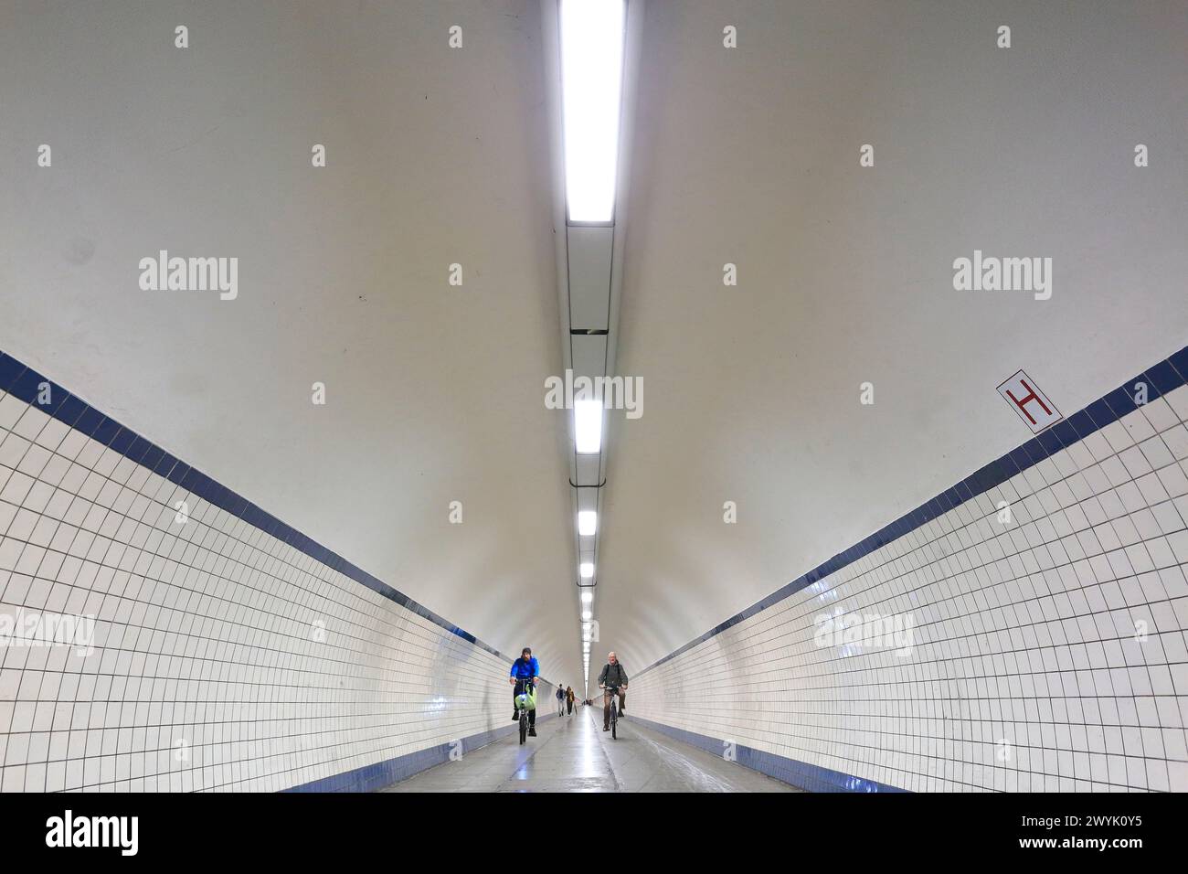 Belgium, Flanders, Antwerp, Sainte-Anne tunnel (Sint-Annatunnel) for ...