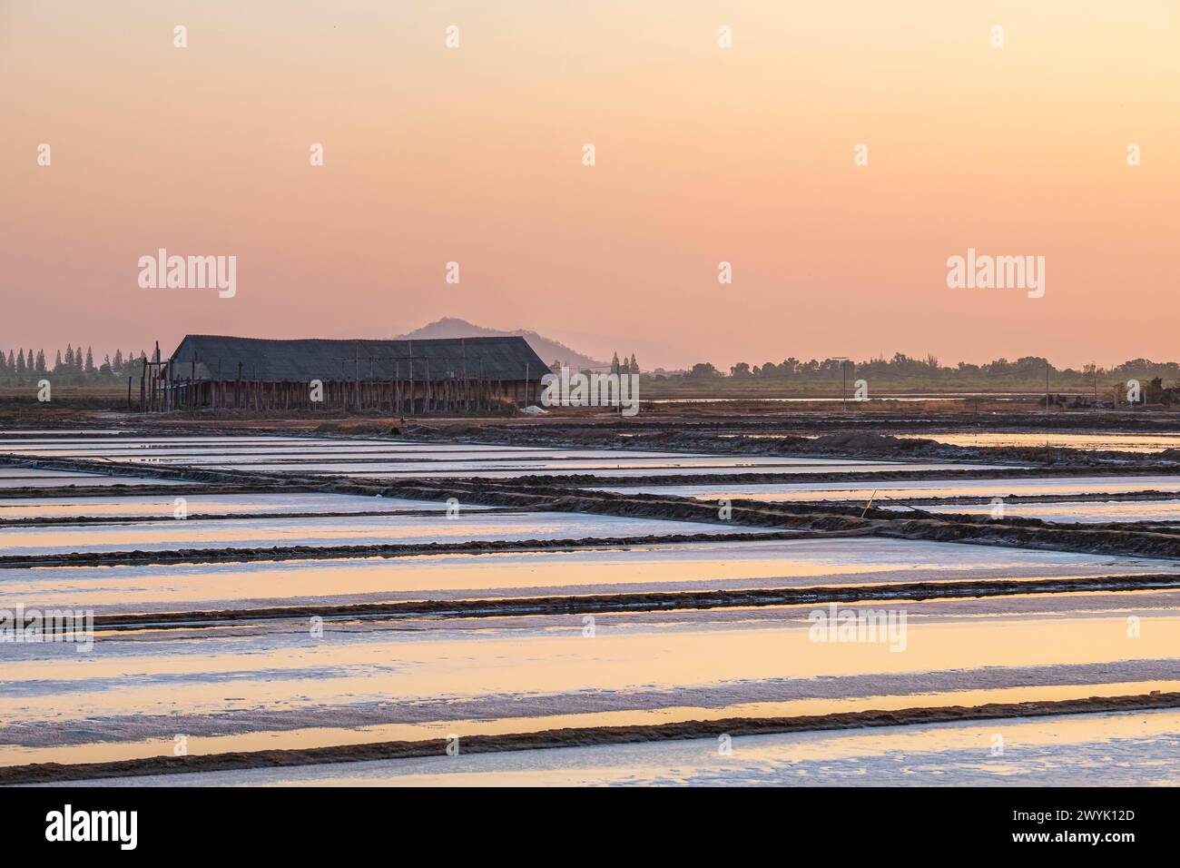 Cambodia, Kampot province, Kampot, salt marshes, salt warehouse Stock ...