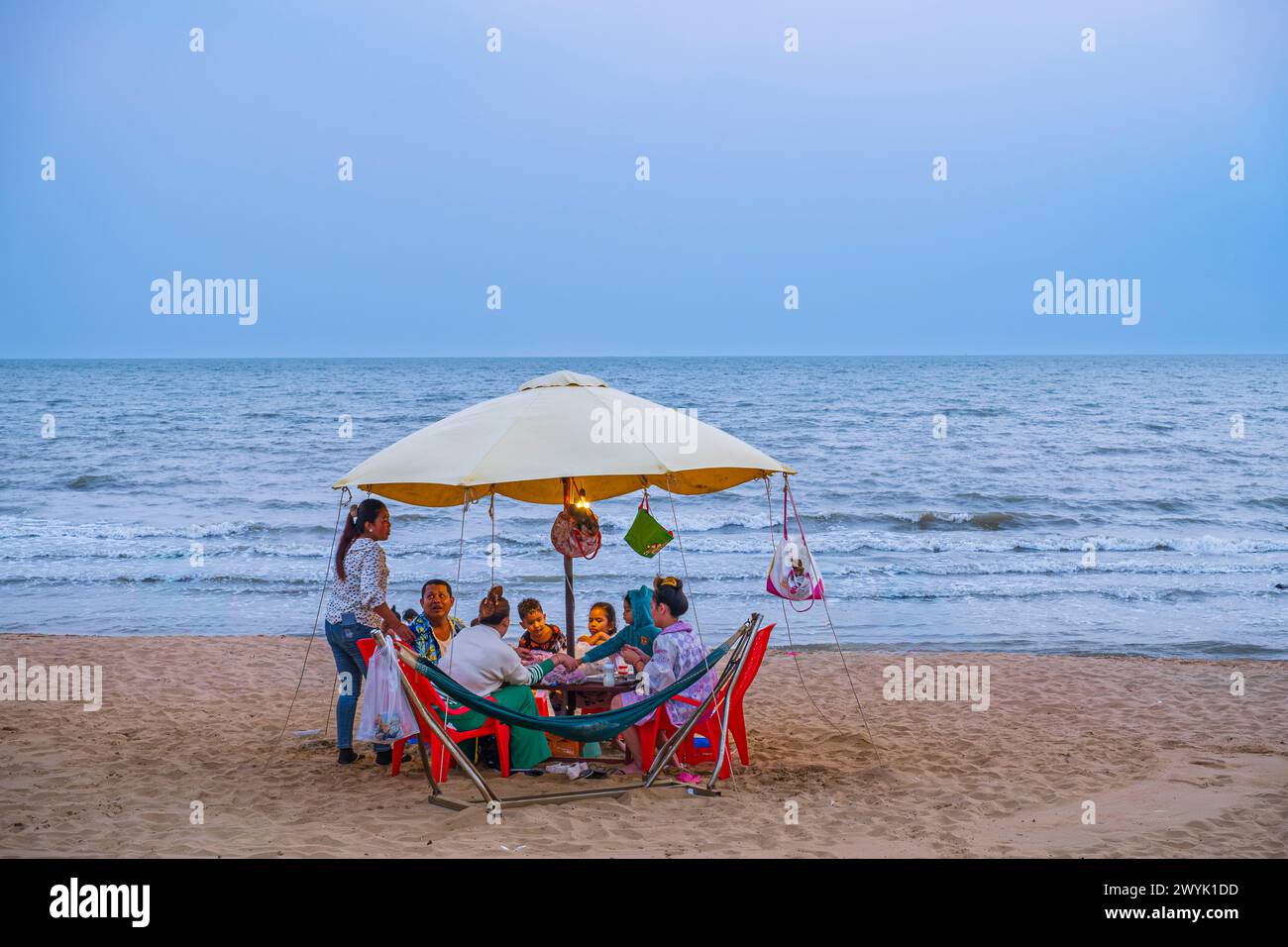 Cambodia, Kep province, Kep searesort, the beach at dusk Stock Photo ...
