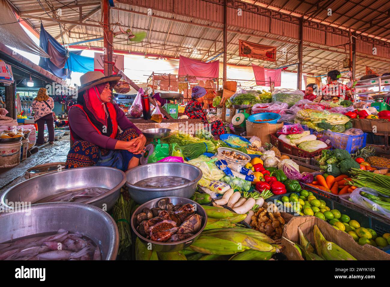 Cambodia, Kampot province, Kampot, Samaki market or Central market ...
