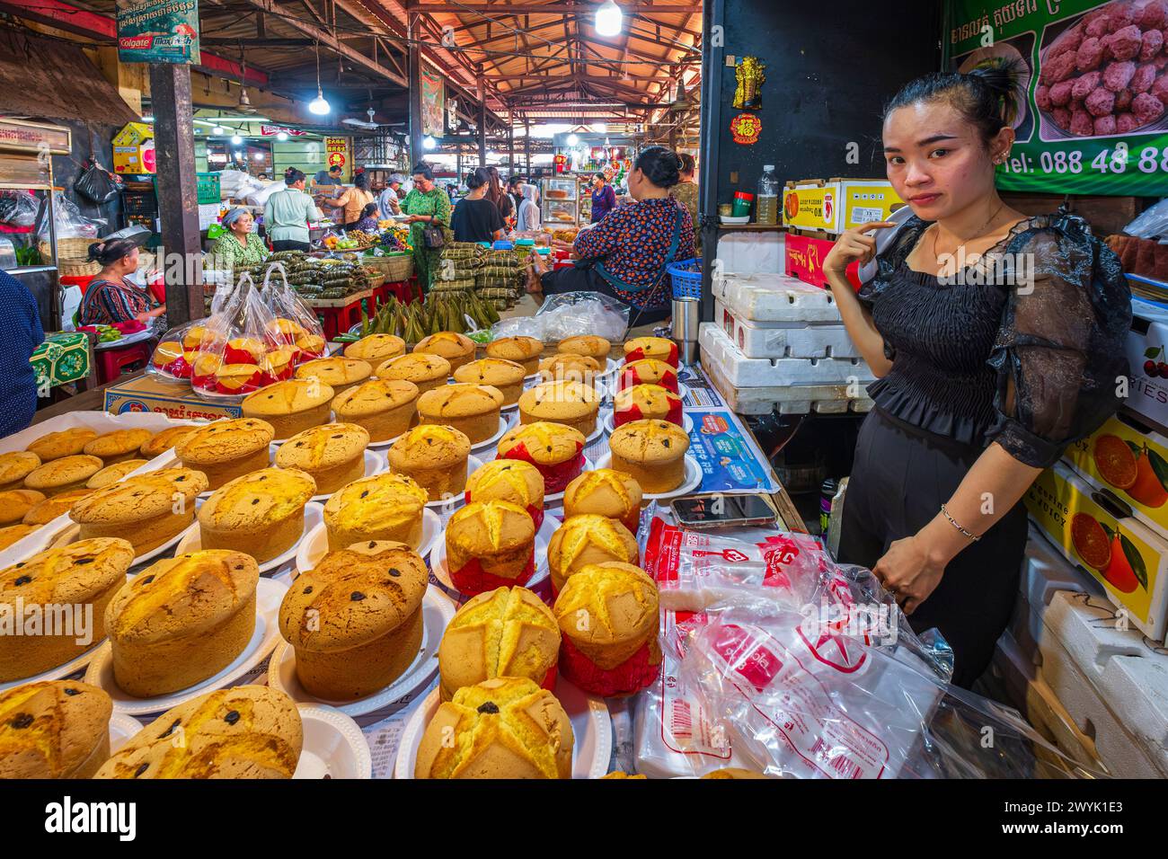Cambodia, Kampot province, Kampot, Samaki market or Central market ...