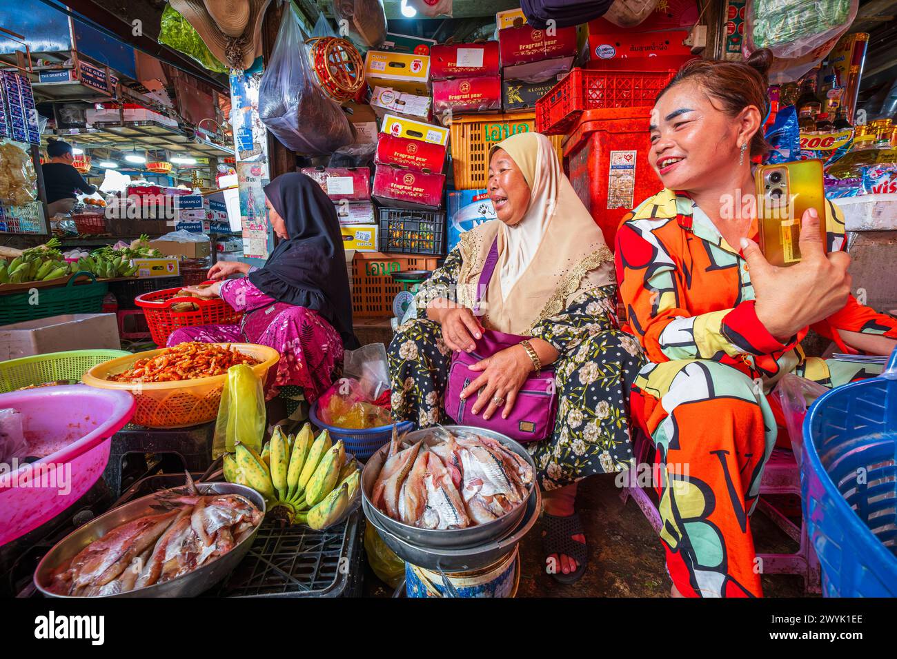 Cambodia, Kampot province, Kampot, Samaki market or Central market ...
