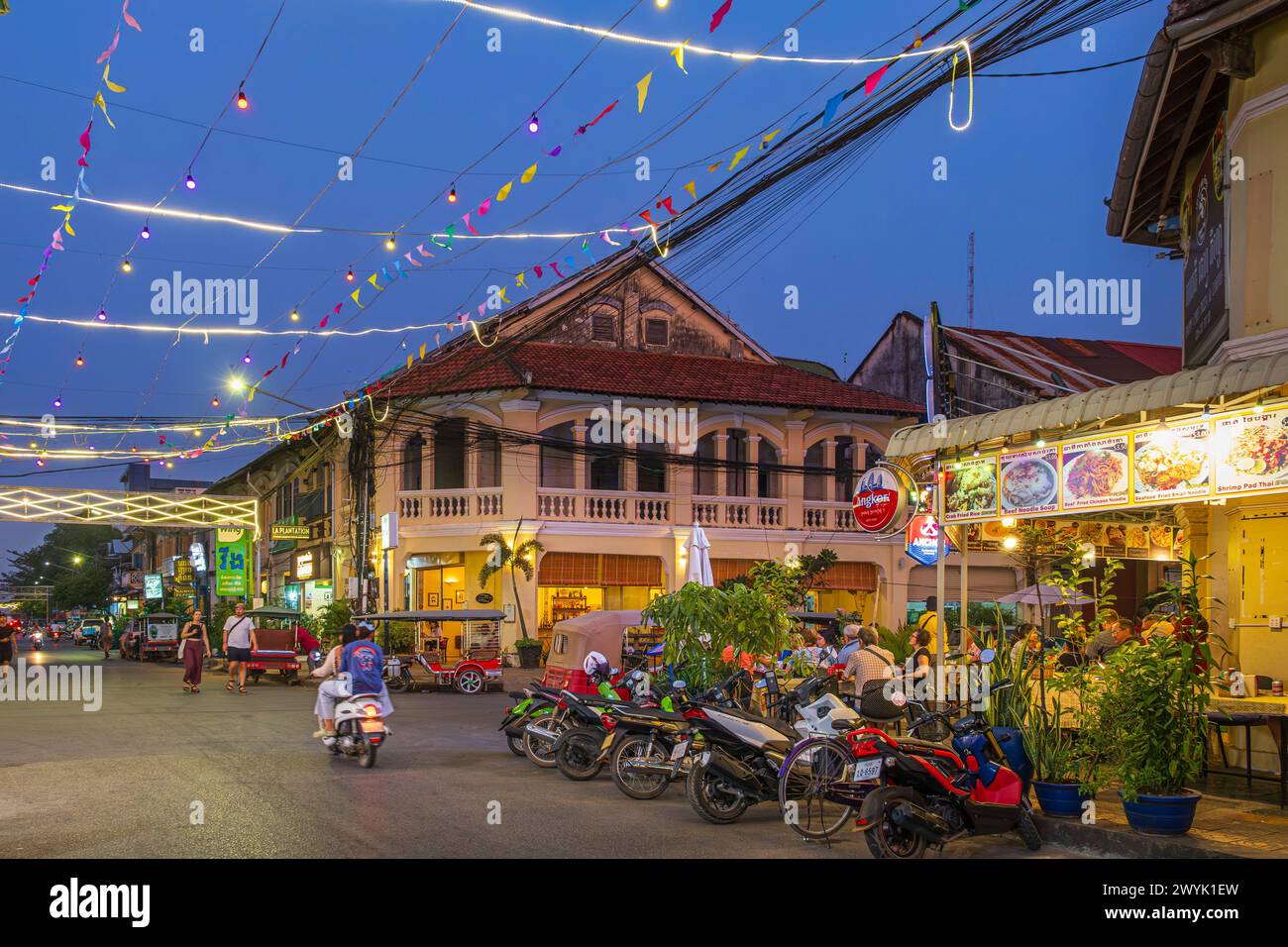 Cambodia, Kampot province, Kampot, colonial architecture in the Old ...