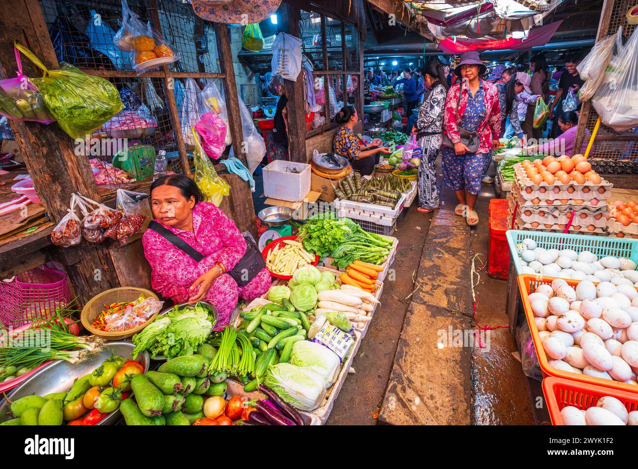 Cambodia, Kampot province, Kampot, Samaki market or Central market ...