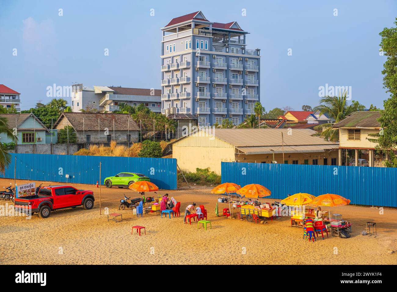 Cambodia, Kampot province, Kampot, street food on the banks of the ...