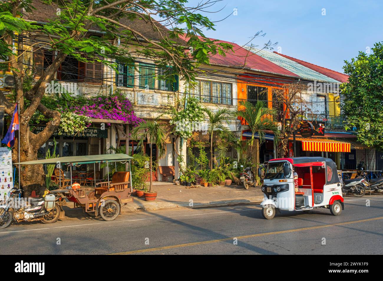 Cambodia, Kampot province, Kampot, colonial architecture in the Old ...