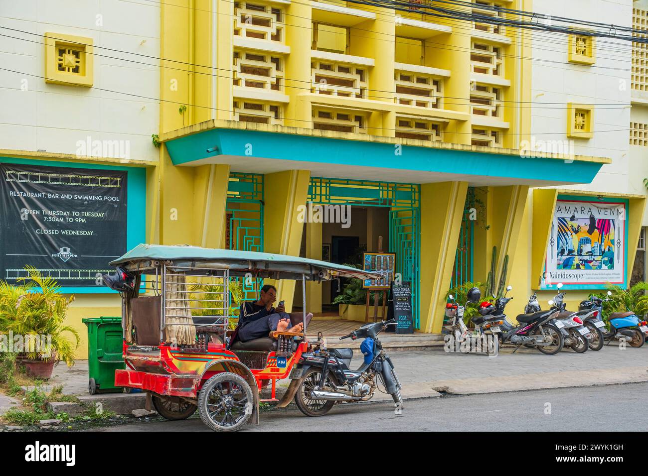 Cambodia, Kampot province, Kampot, the Old Cinema boutique hotel ...
