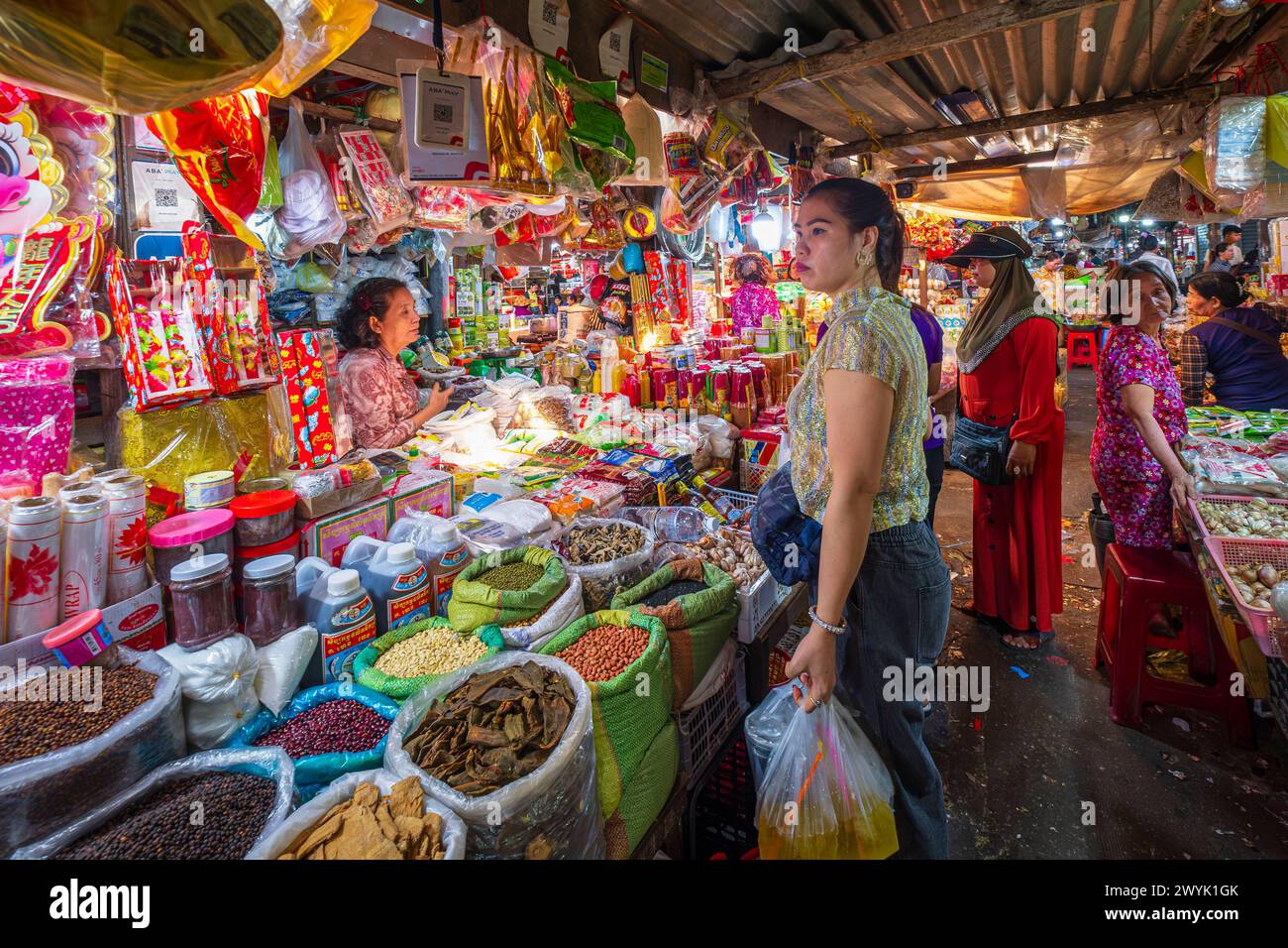 Cambodia, Kampot province, Kampot, Samaki market or Central market ...