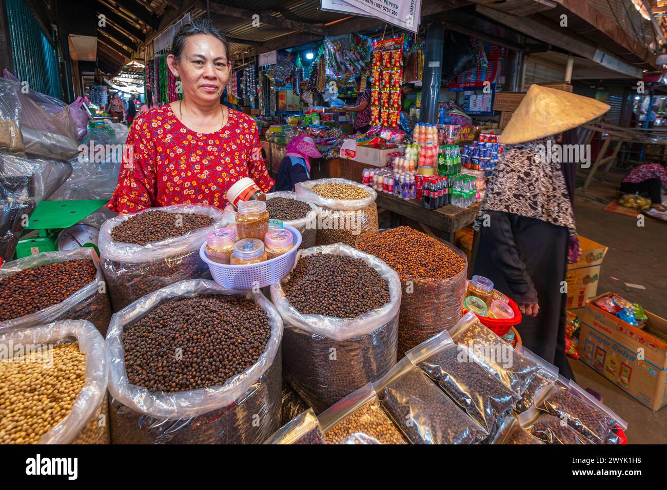 Cambodia, Kampot province, Kampot, Samaki market or Central market ...