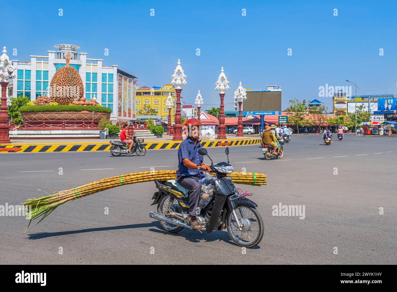 Cambodia, Kampot province, Kampot, Durian Roundabout Stock Photo - Alamy