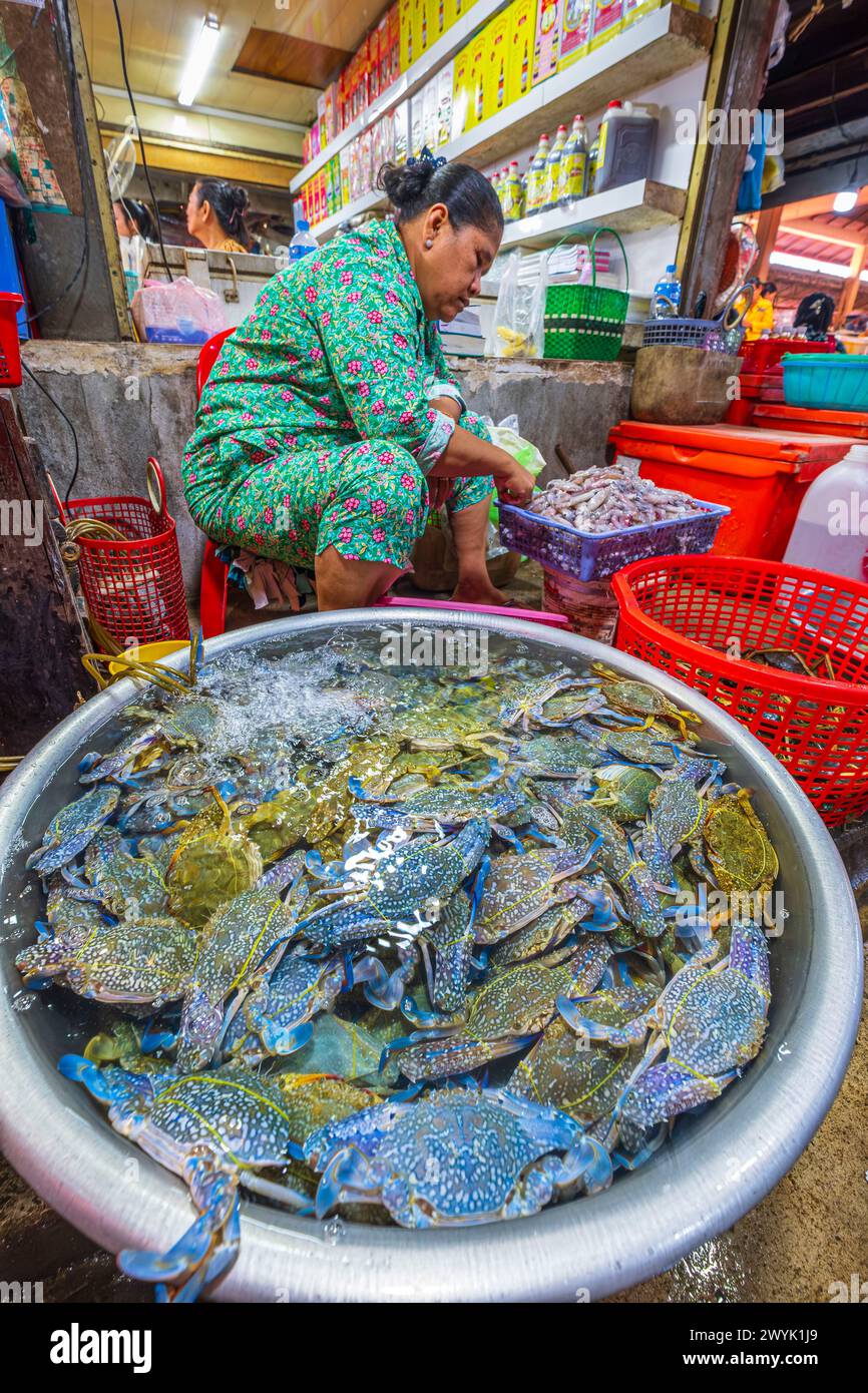 Cambodia, Kampot province, Kampot, Samaki market or Central market ...
