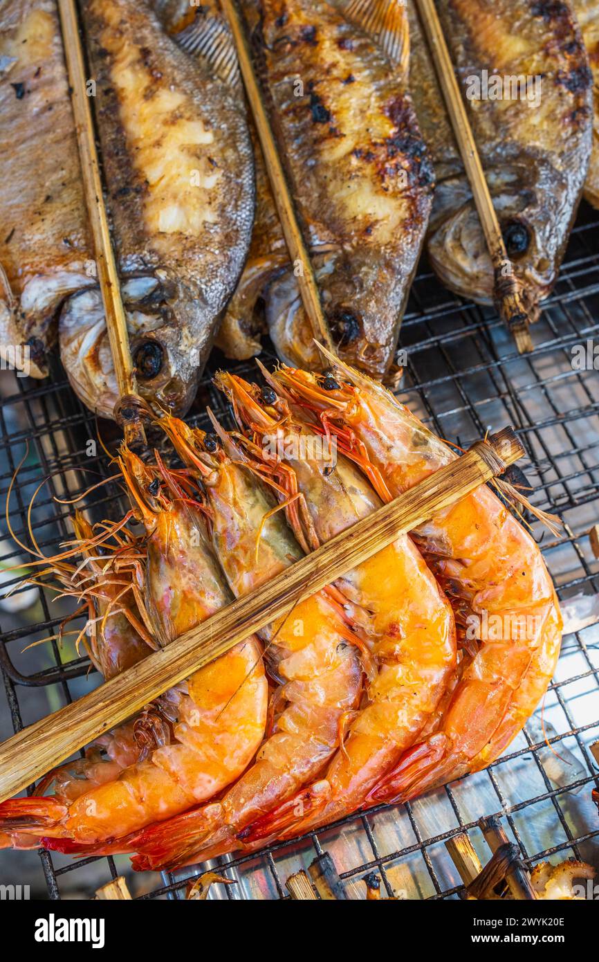 Cambodia, Kep province, Kep searesort, the market, fish and seafood ...