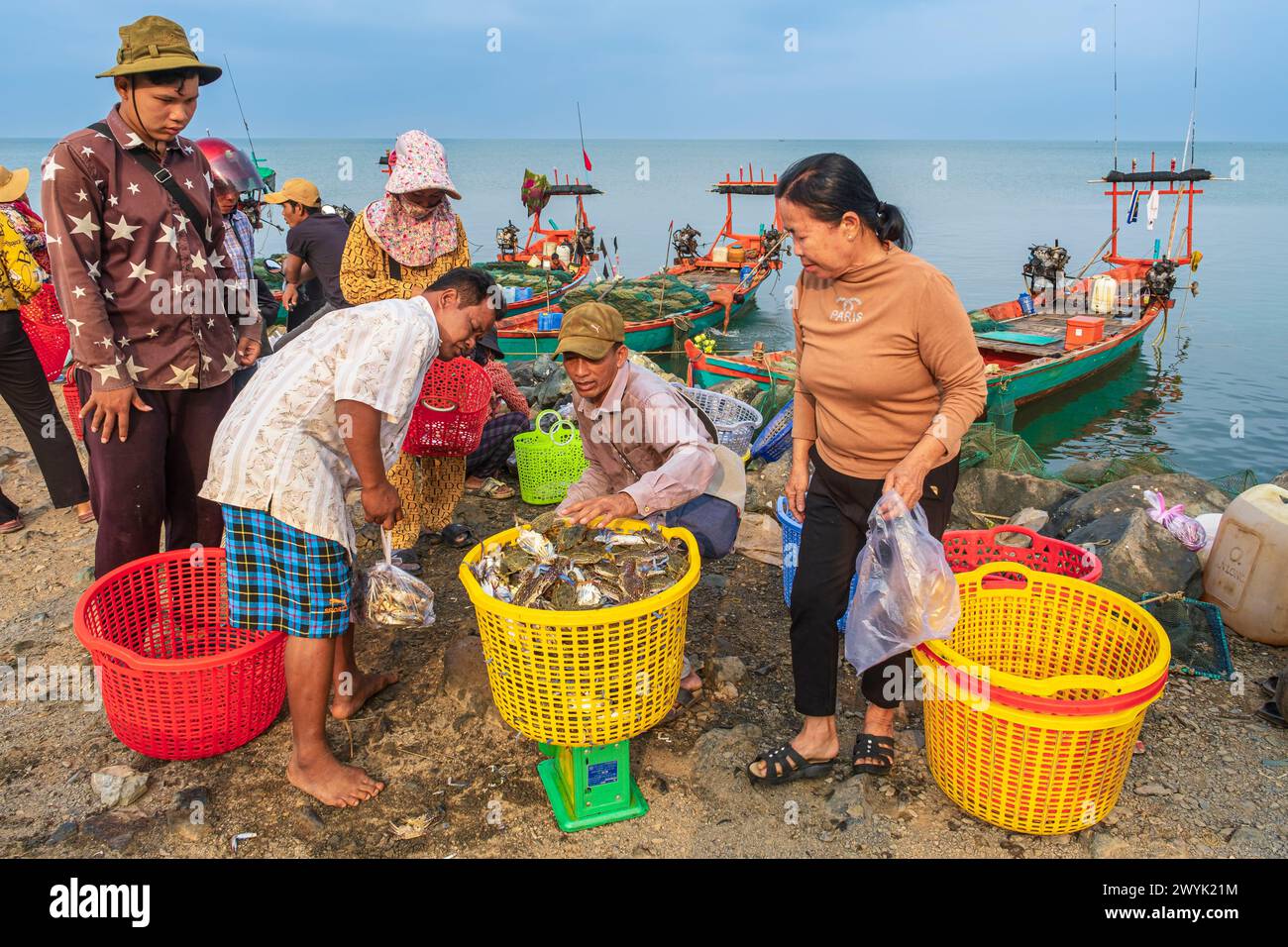 Cambodia, Kep province, Kep searesort, the crab market Stock Photo - Alamy