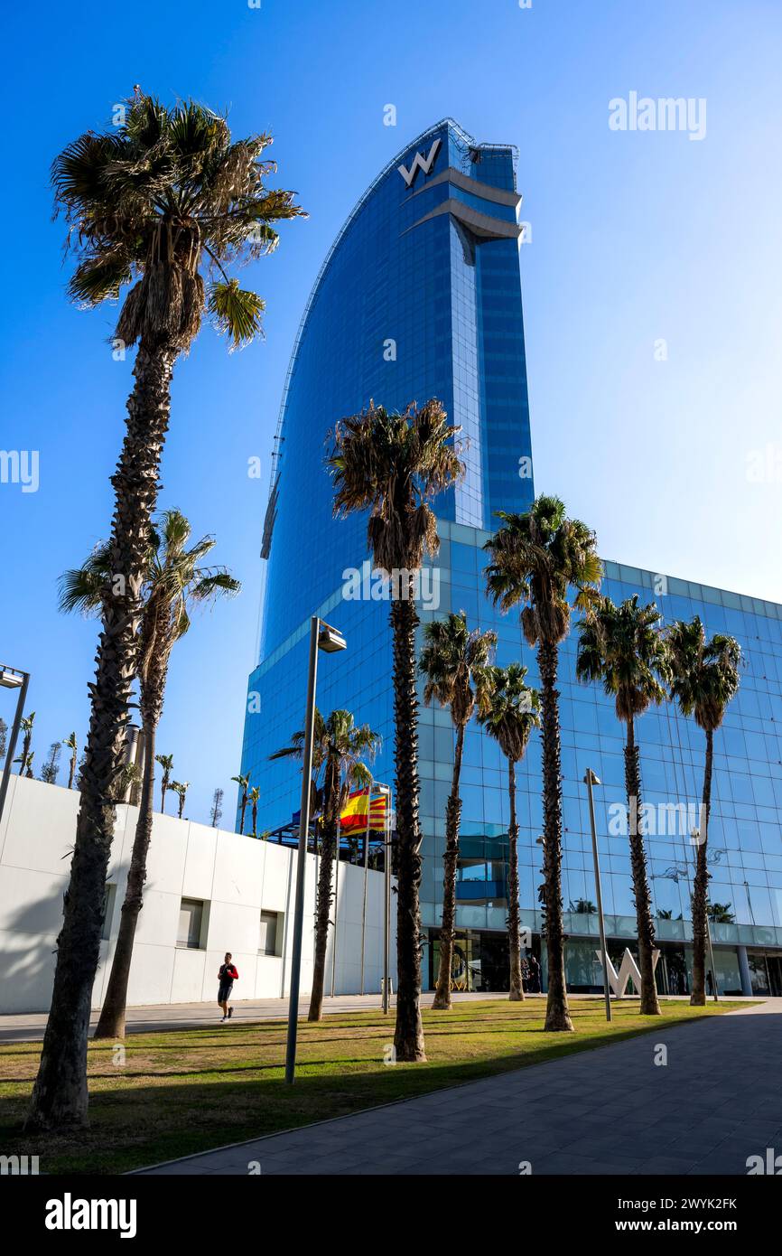 Spain, Catalonia, Barcelona, La Barceloneta, Port Vell, the Hotel W ...