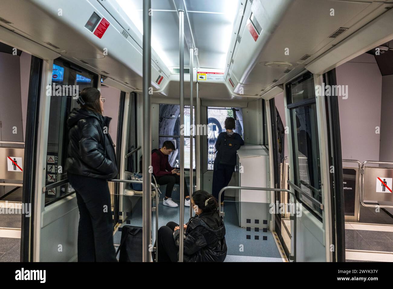Spain, Catalonia, Barcelona, Montjuic hill, the funicular Stock Photo ...