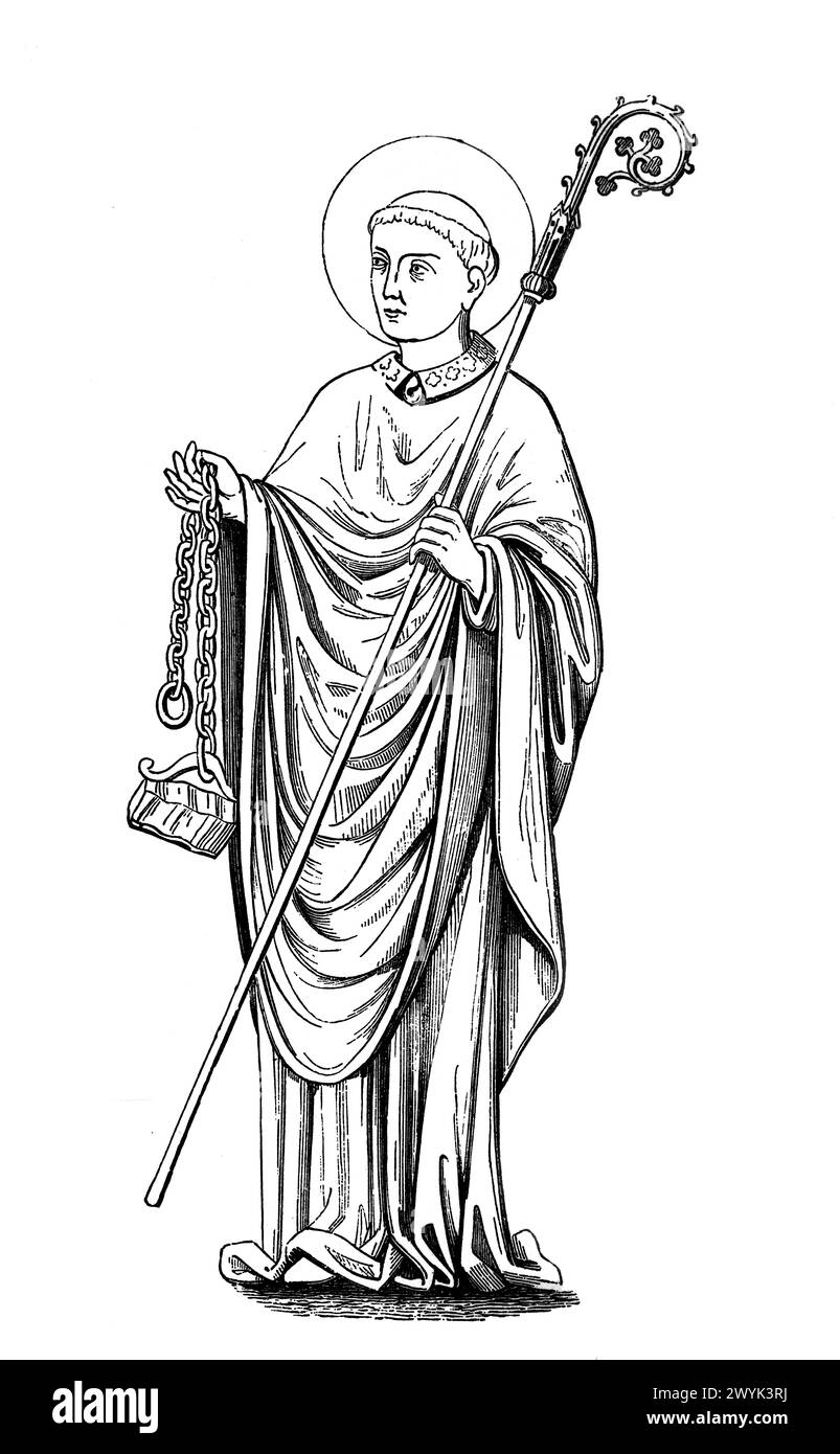 St Leonard of Limoges, 6th century Christian Saint: Engraving from ...