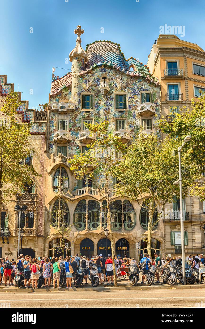 BARCELONA - AUGUST 9: Facade of the modernist masterpiece Casa Batllo ...