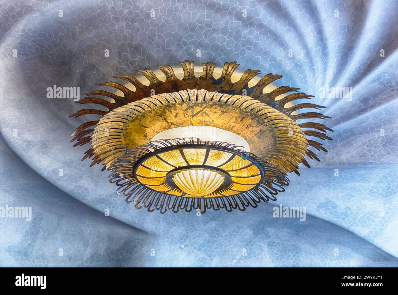 BARCELONA - AUGUST 9: Detail of the ceiling inside Casa Batllo ...