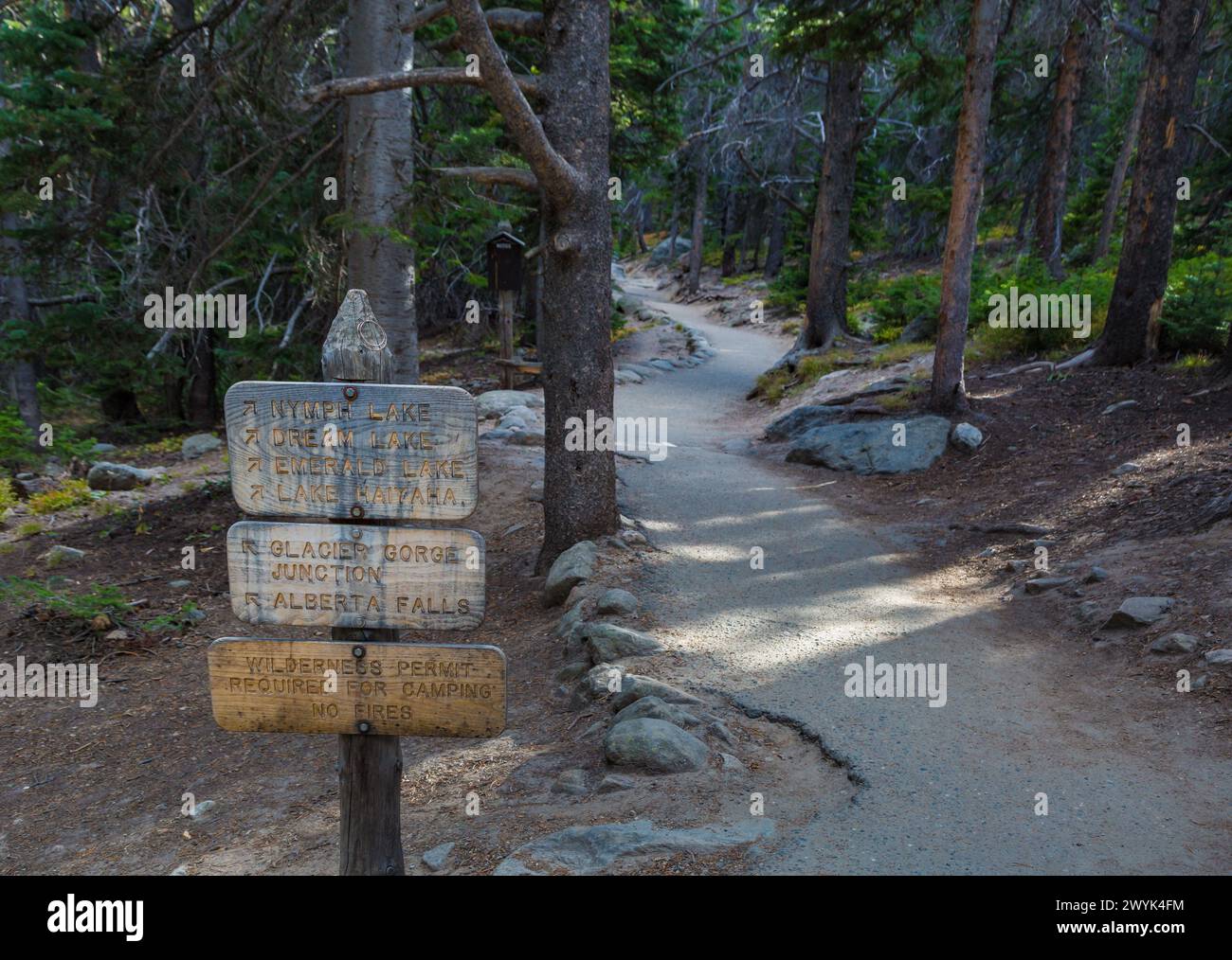 Information sign at end of Bear Lake Nature Trail leads hikers to other ...