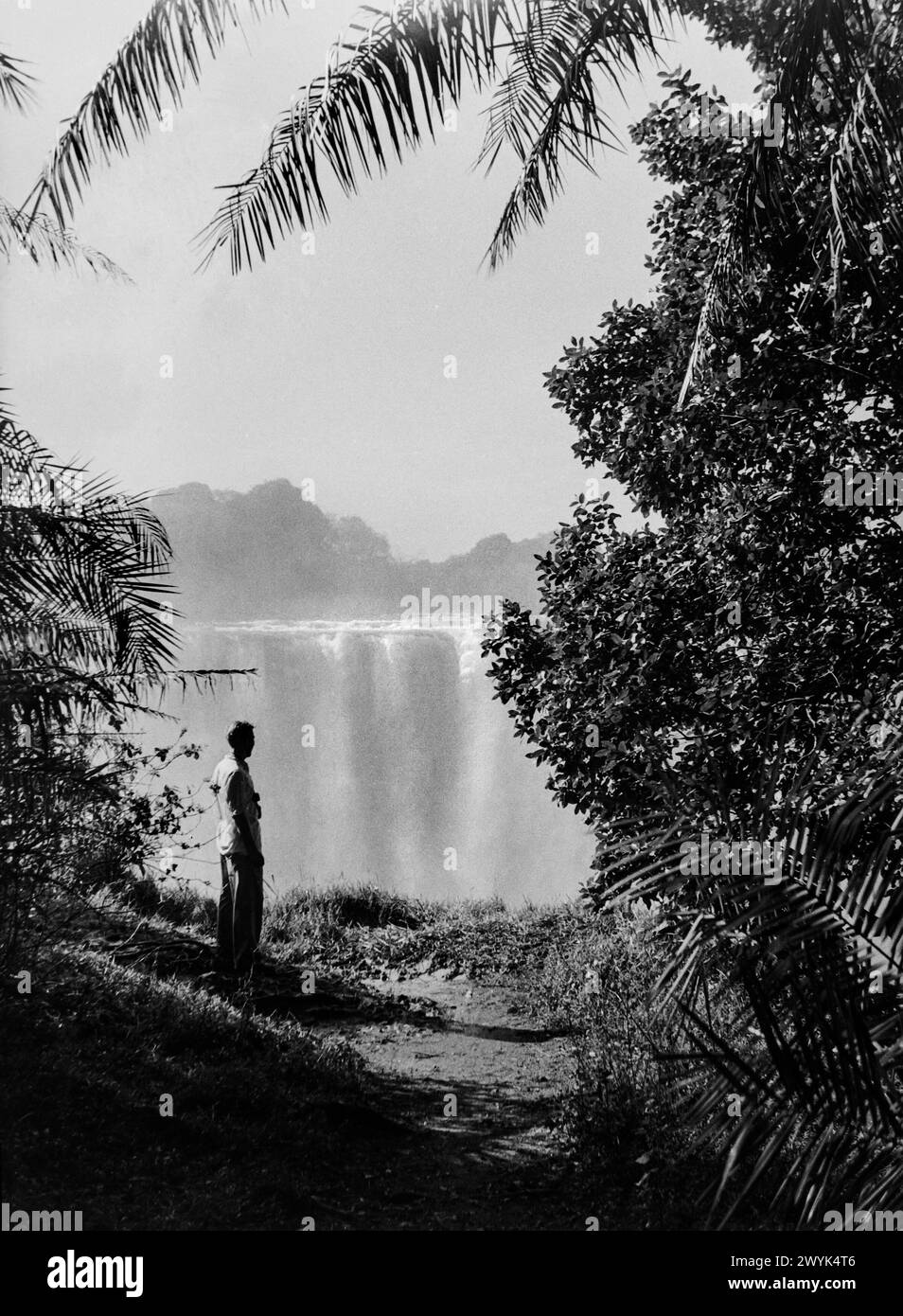 Victoria Falls on the Zambezi River, Northern Rhodesia / Zambia seen ...