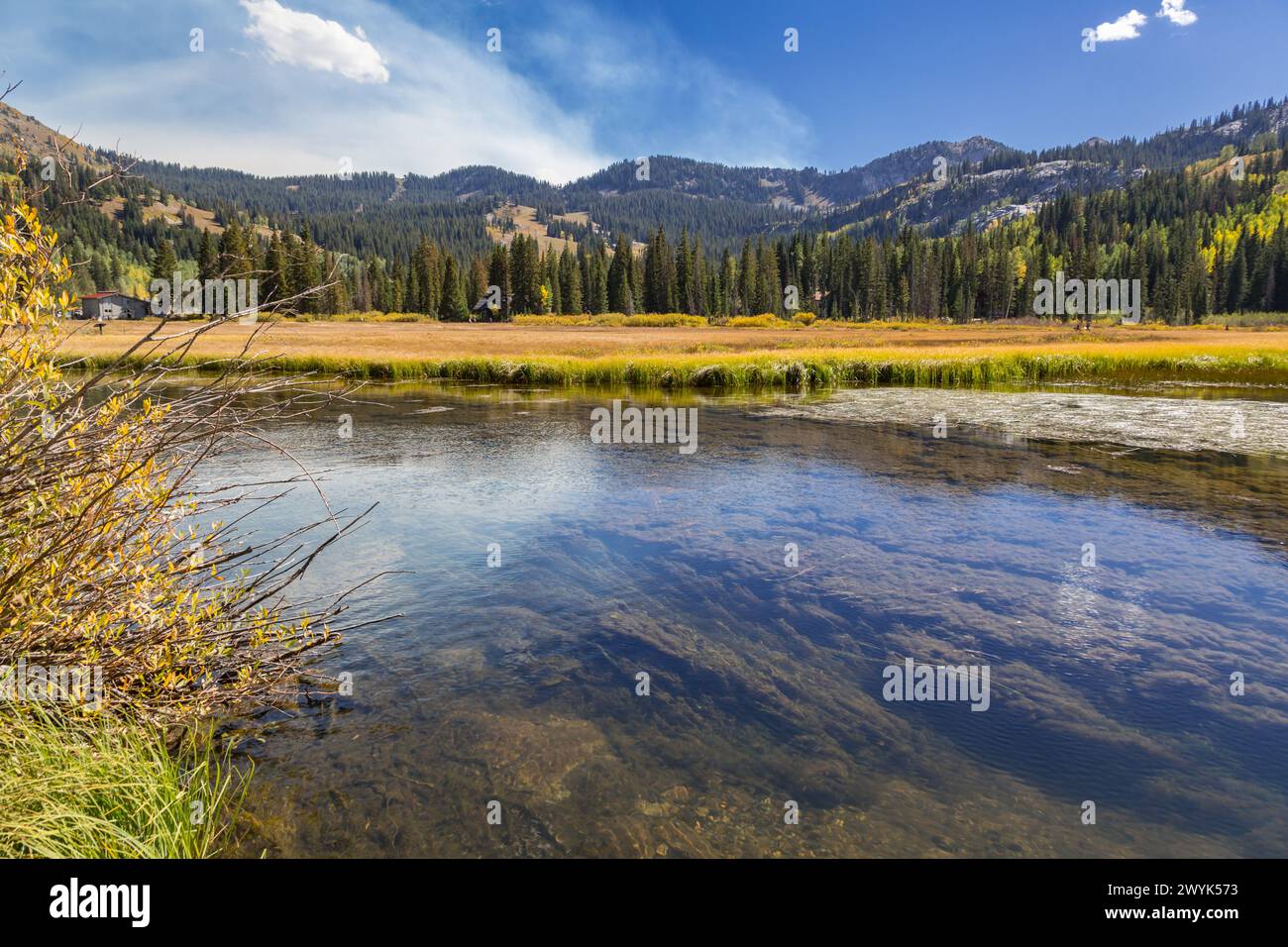 Streams from the Wasatch Mountains flowing into Silver Lake in Big ...