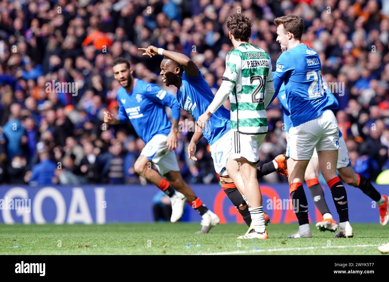 Rangers' Rabbi Matondo celebrates scoring their side's third goal of ...
