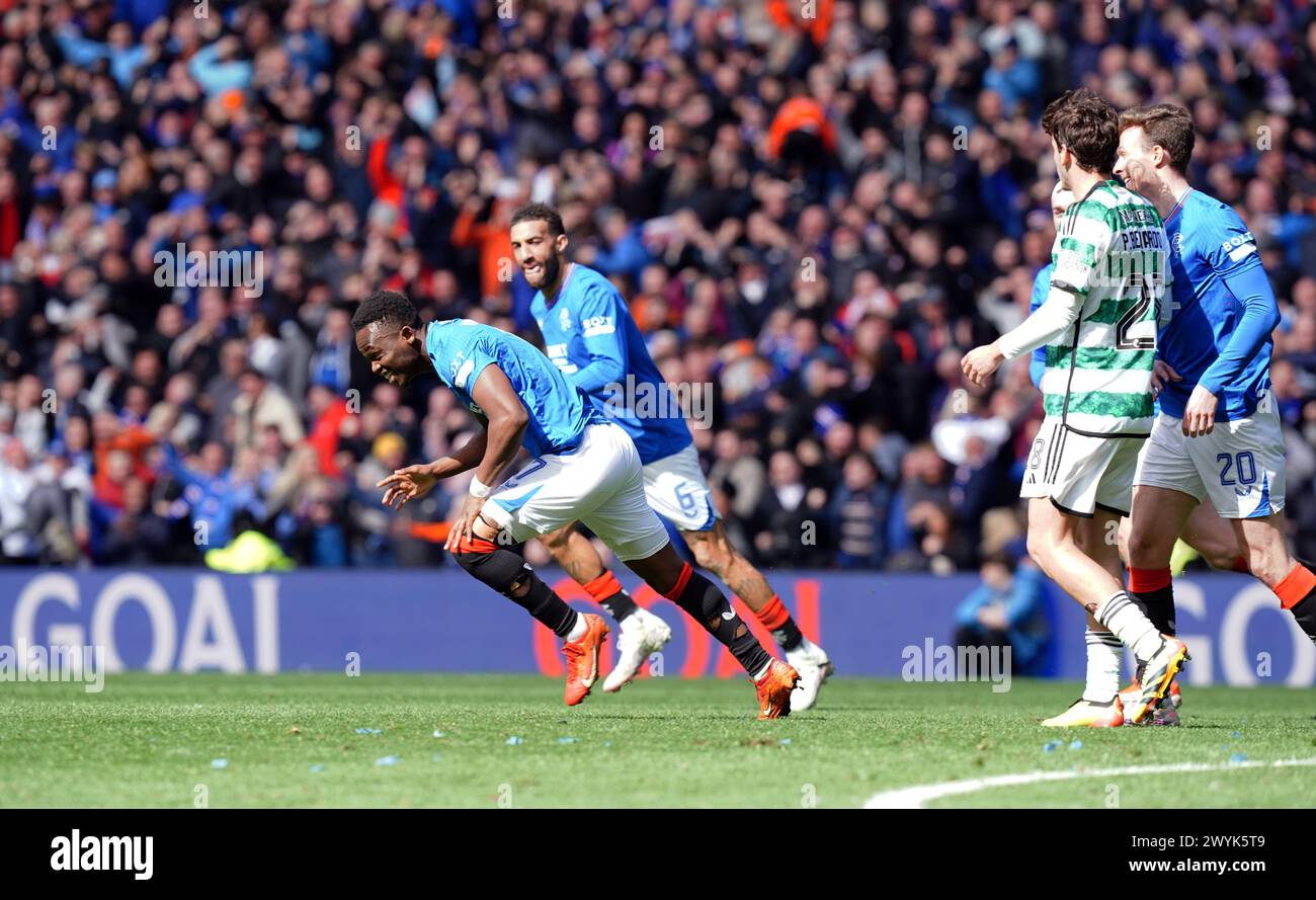 Rangers' Rabbi Matondo celebrates scoring their side's third goal of ...