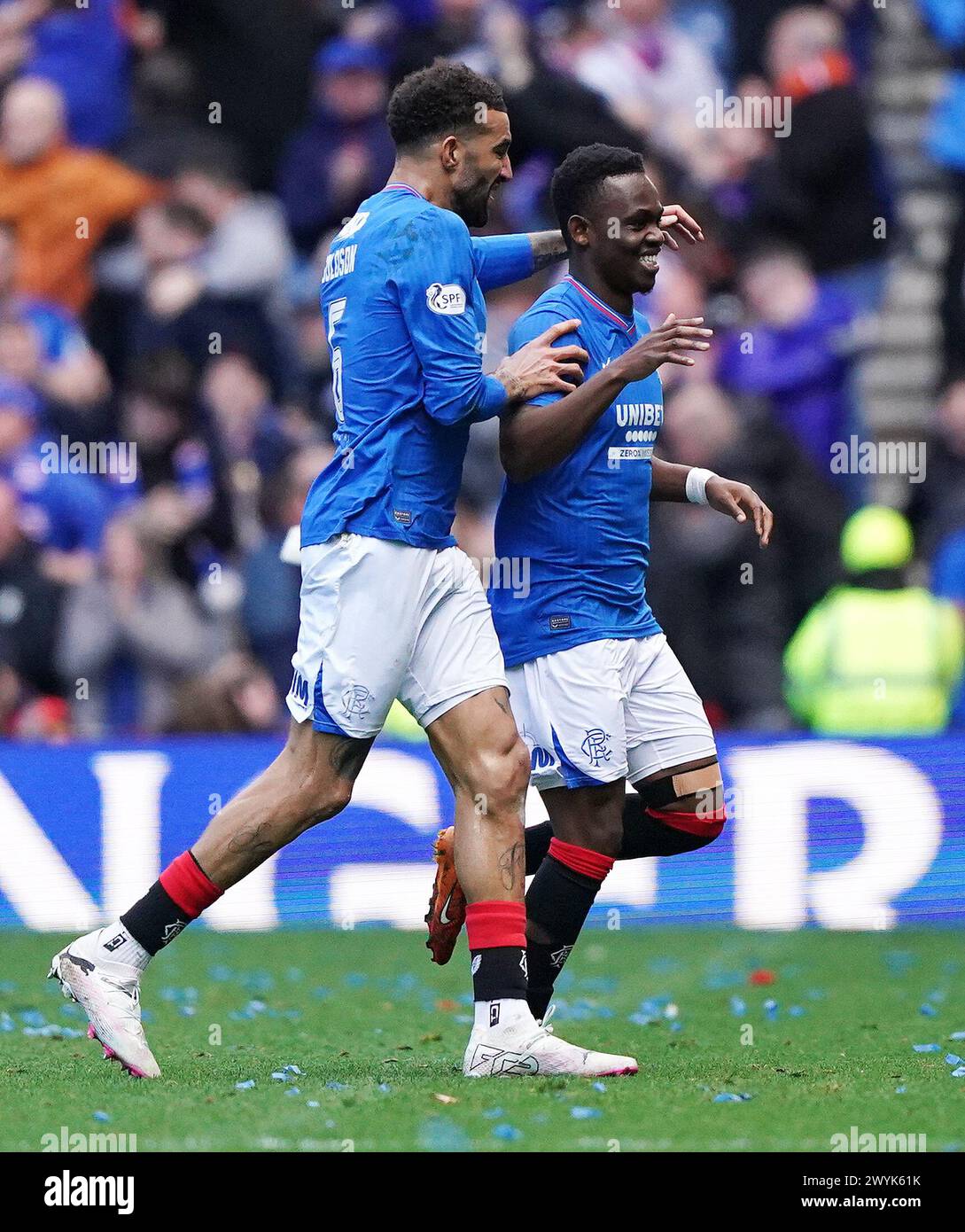 Rangers’ Rabbi Matondo celebrates scoring their side's third goal of ...