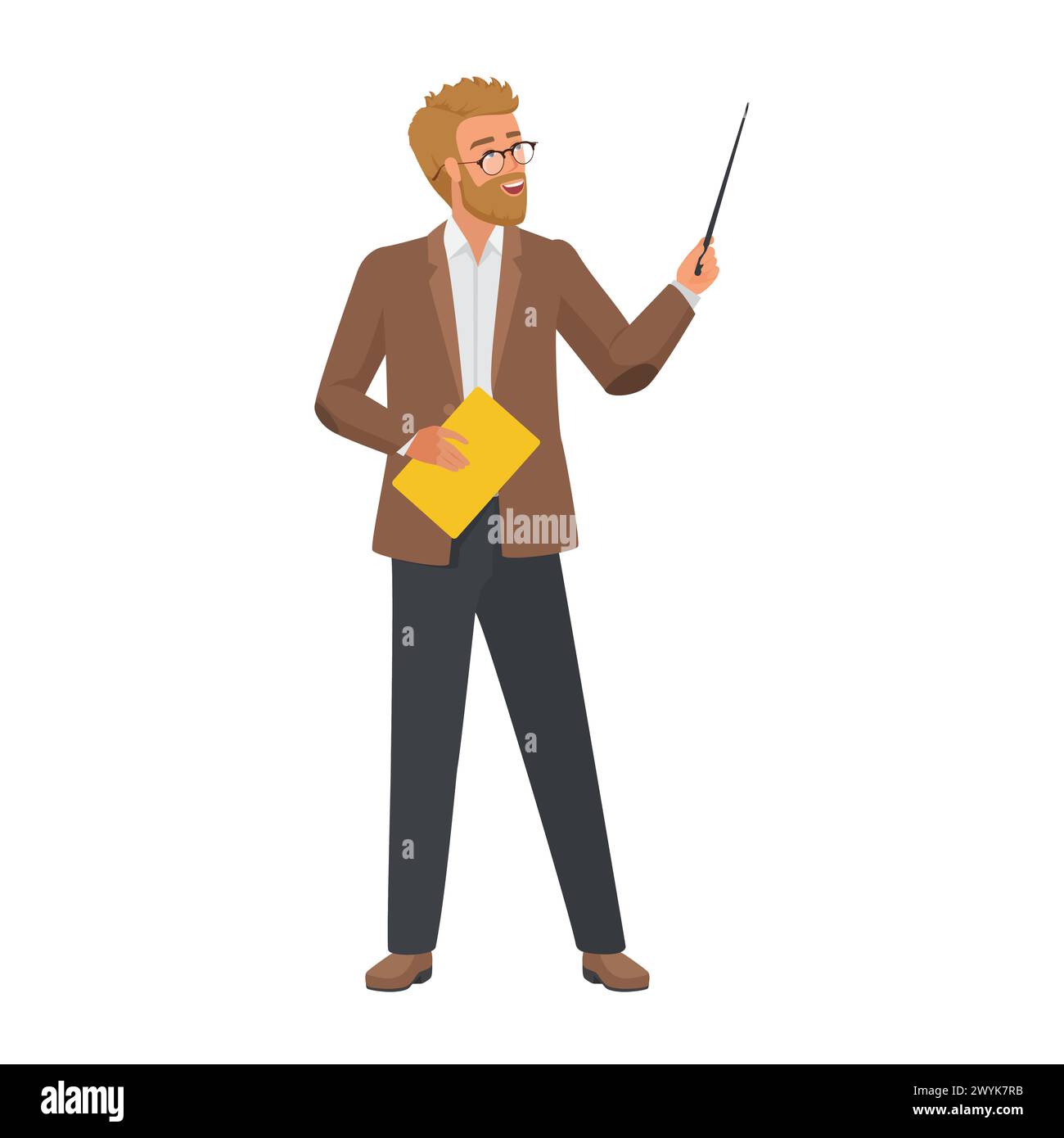 Teacher pointing with pointer, university professor explaining at ...